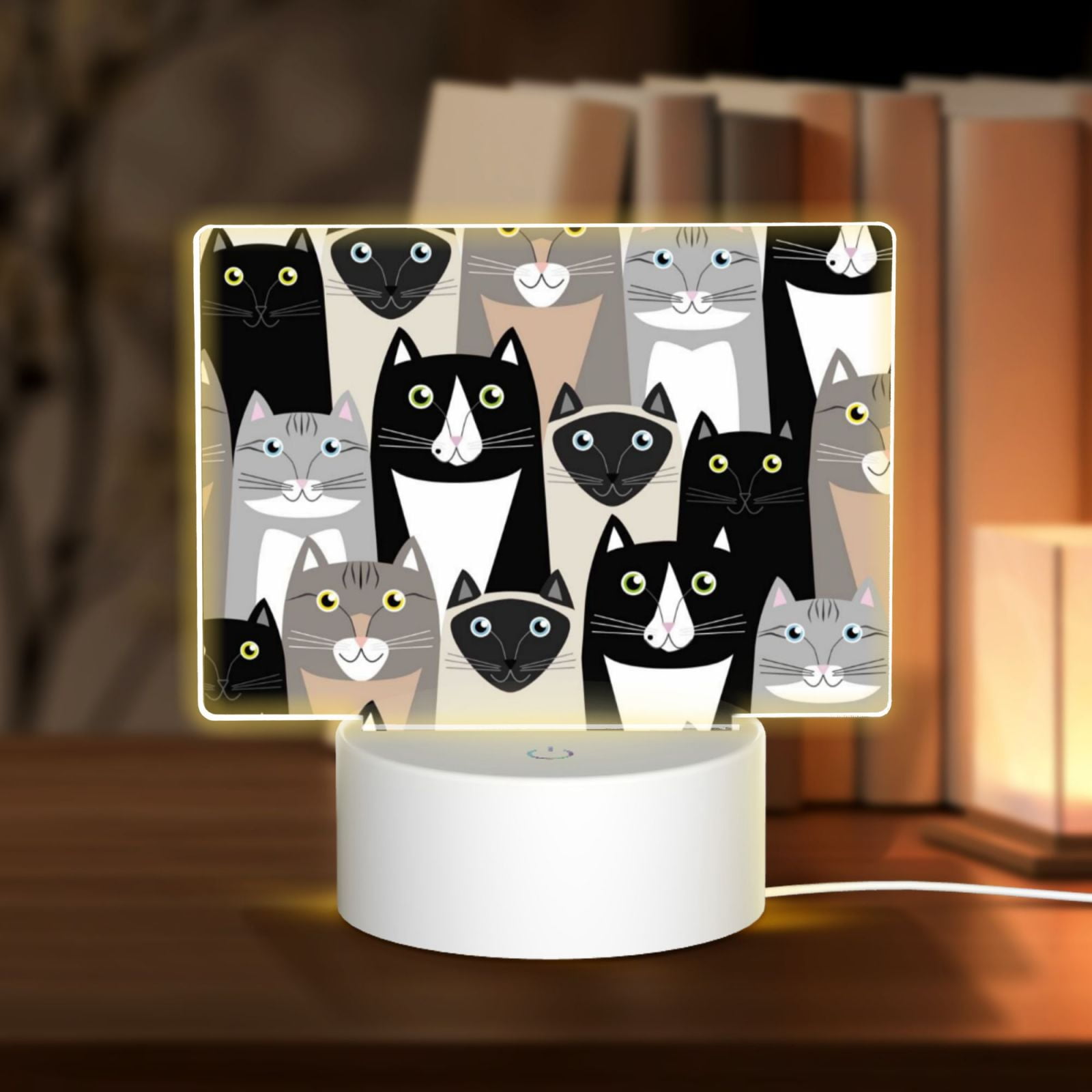 Hirioo Colors Cats for Rectangular Acrylic with Night Light Best Gifts ...