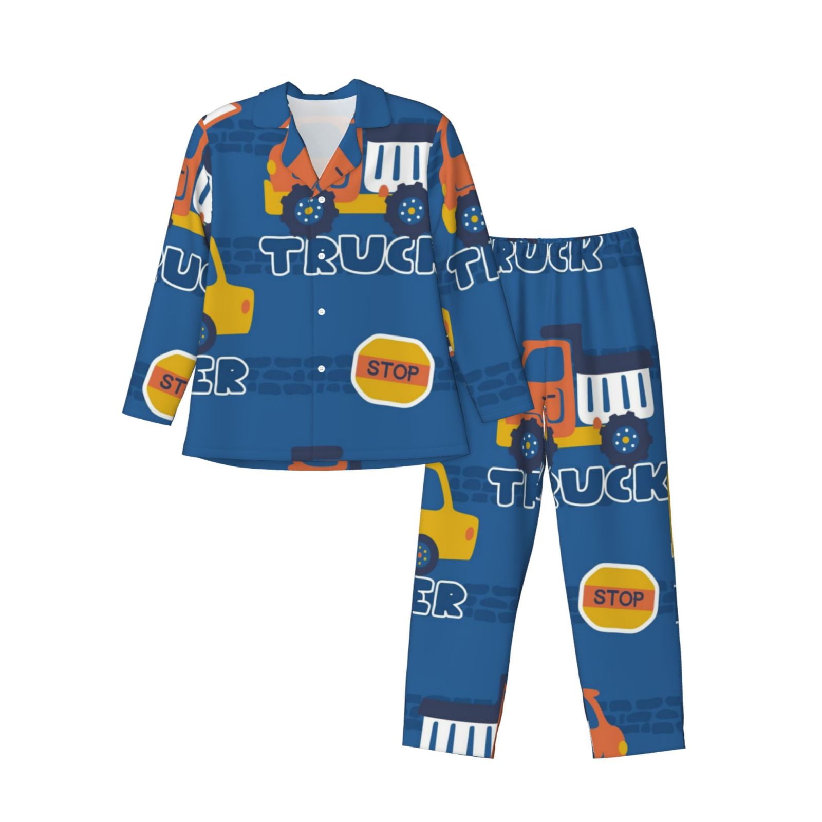 Hirioo Construction Vehicles for Men's Pajama Sets 2 Piece Pjs Men's ...