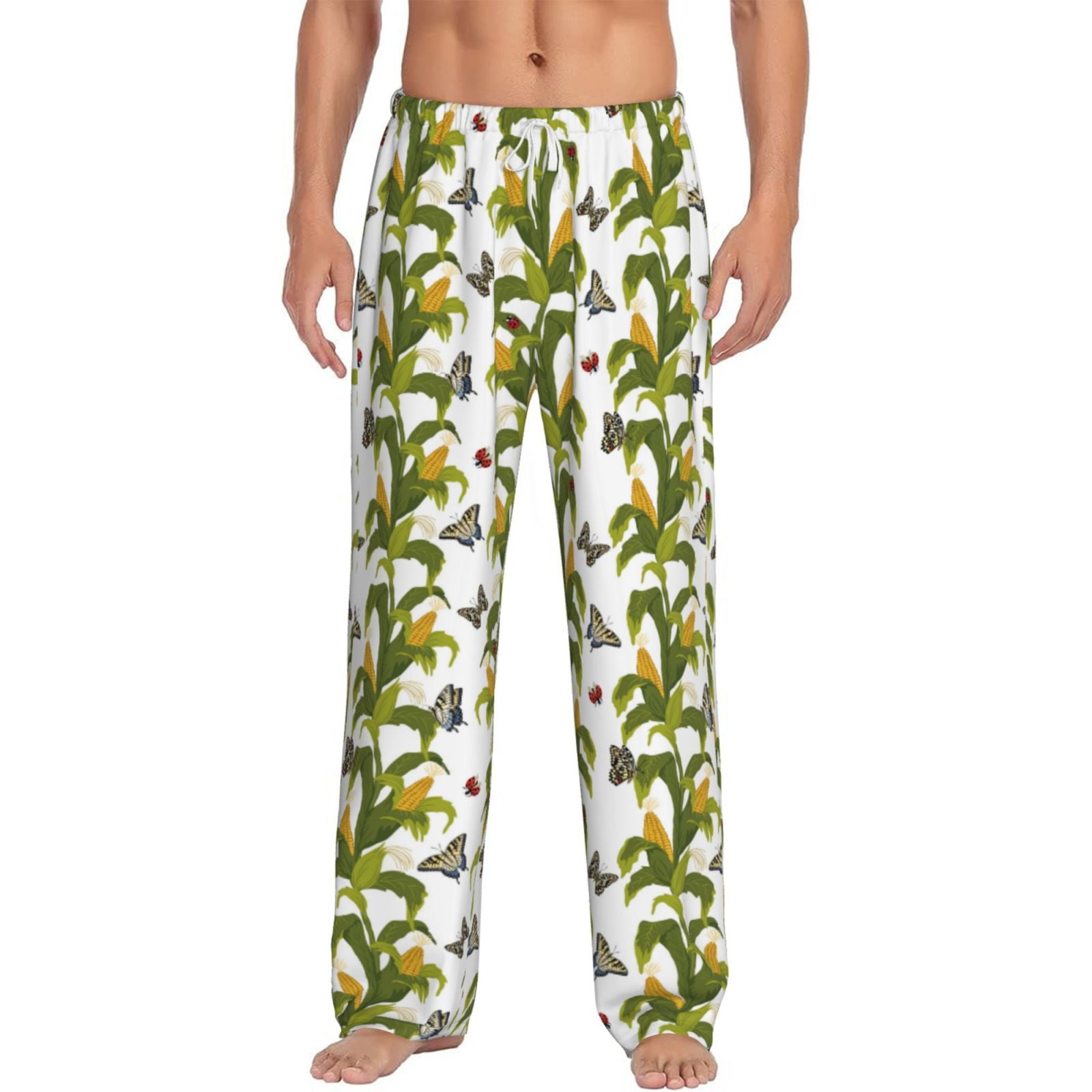 Hirioo Corn And Butterflies for Men's PJ Pajama Pants Sleep Pants Men's ...