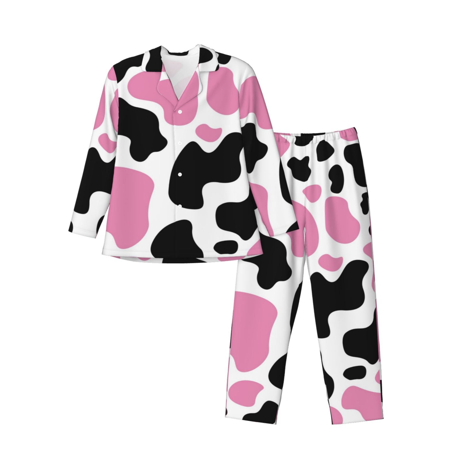 Hirioo Cow Spots for Men's Pajama Sets 2 Piece Pjs Men's Long-Sleeved ...