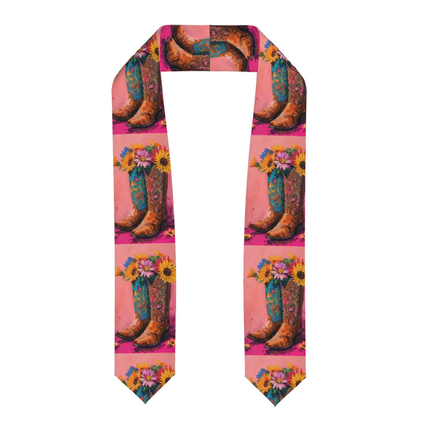 Hirioo Cowboy Boots With Flowers for 72" Graduation Shawl Stole Unisex ...