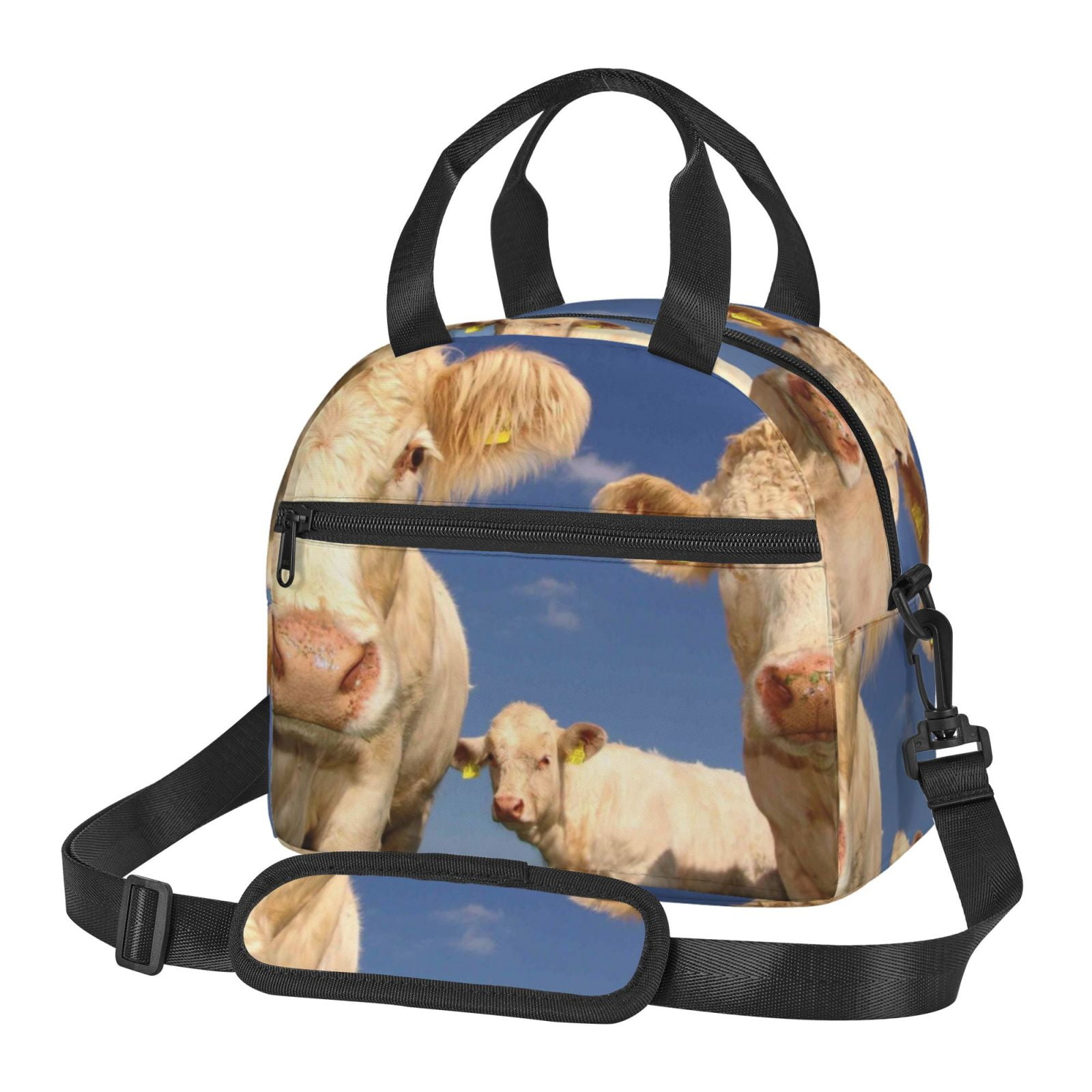 Hirioo Cows Cattles for Crossbody Lunch Box for Women Men with ...