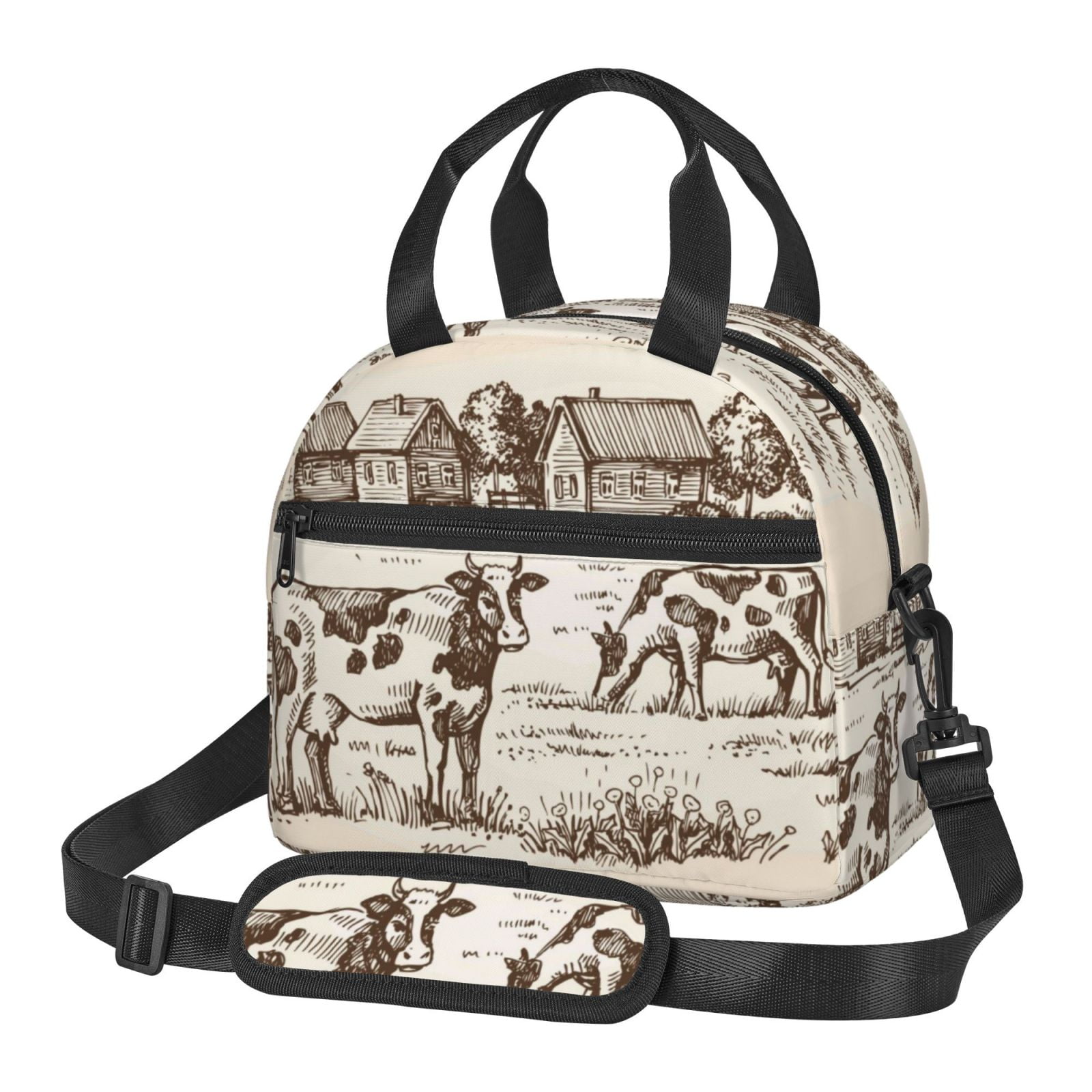 Hirioo Cows On The Farm for Crossbody Lunch Box for Women Men with ...