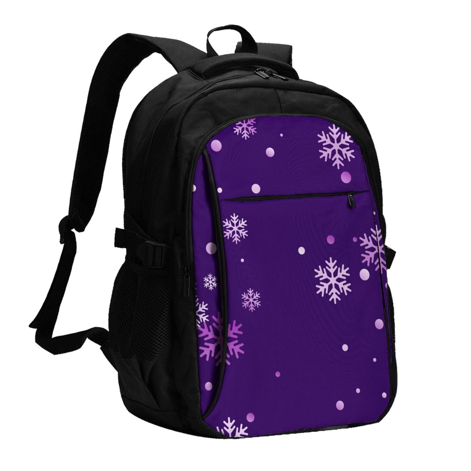 Hirioo Crystal Purple Snowflake for Travel Laptop Backpack with USB ...