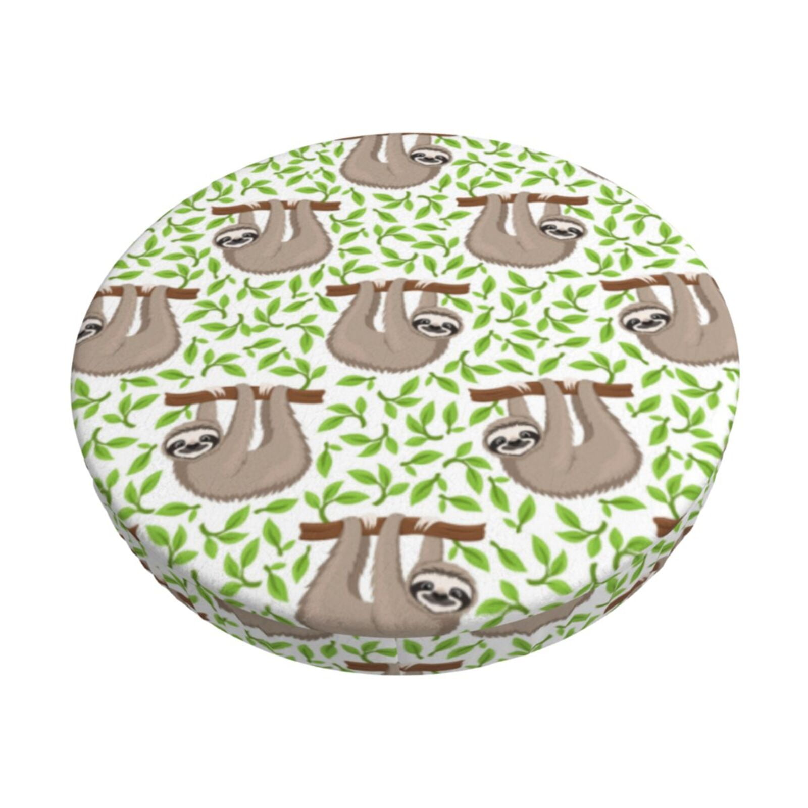 Hirioo Cute Animal Sloth On A Branch for Round Bar Stool Seat Covers ...