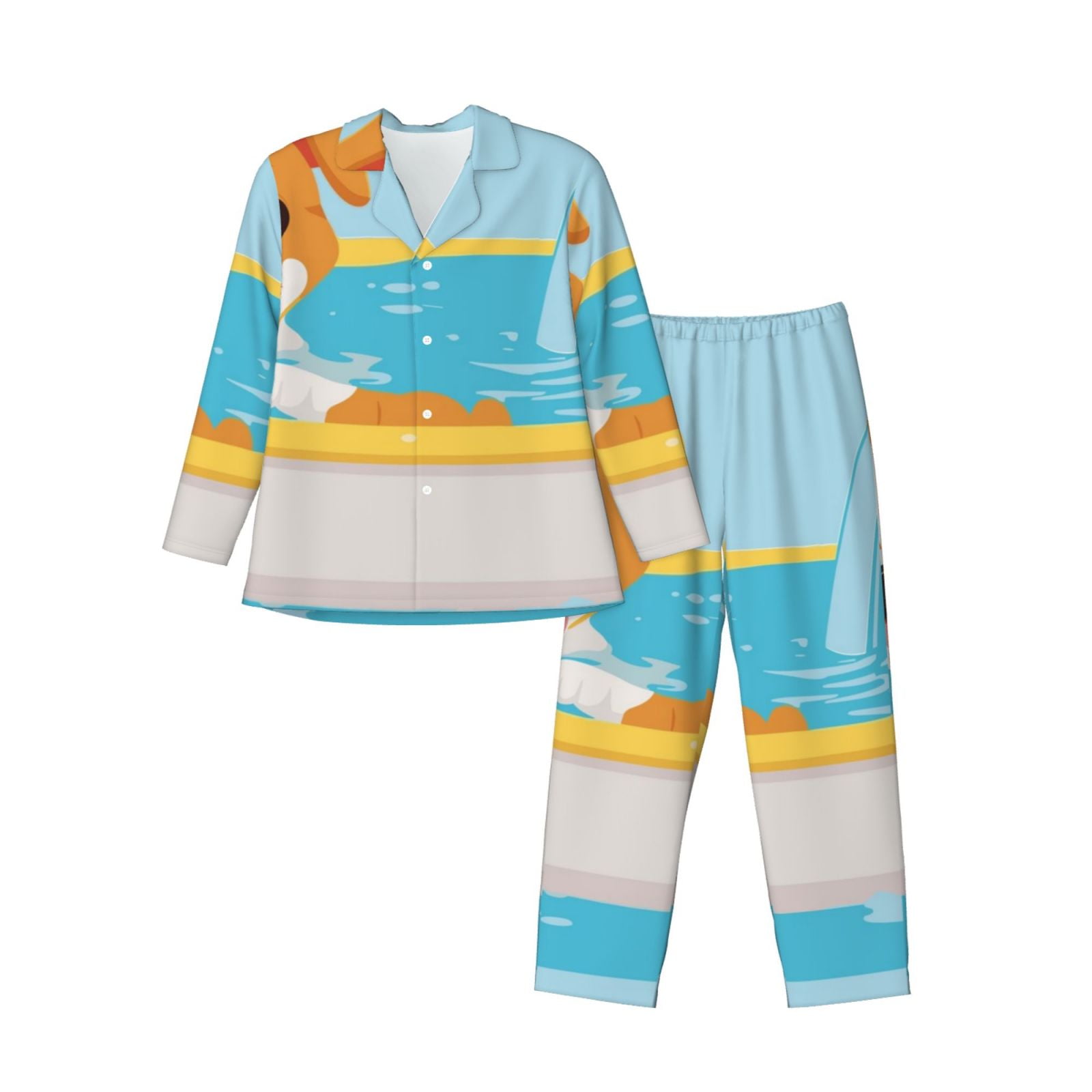 Hirioo Cute Dog In Bath for Men's Pajama Sets 2 Piece Pjs Men's Long ...