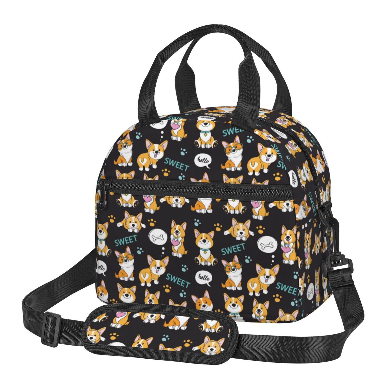 Hirioo Cute Dogs Corgi for Crossbody Lunch Box for Women Men with ...