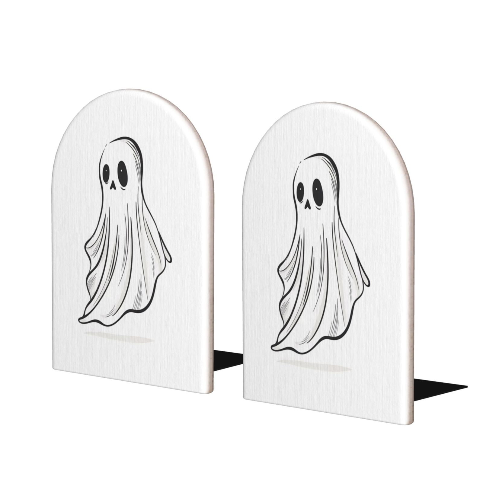 Hirioo Cute Ghost Simple Drawing for Bookends Decorative Bookends for ...