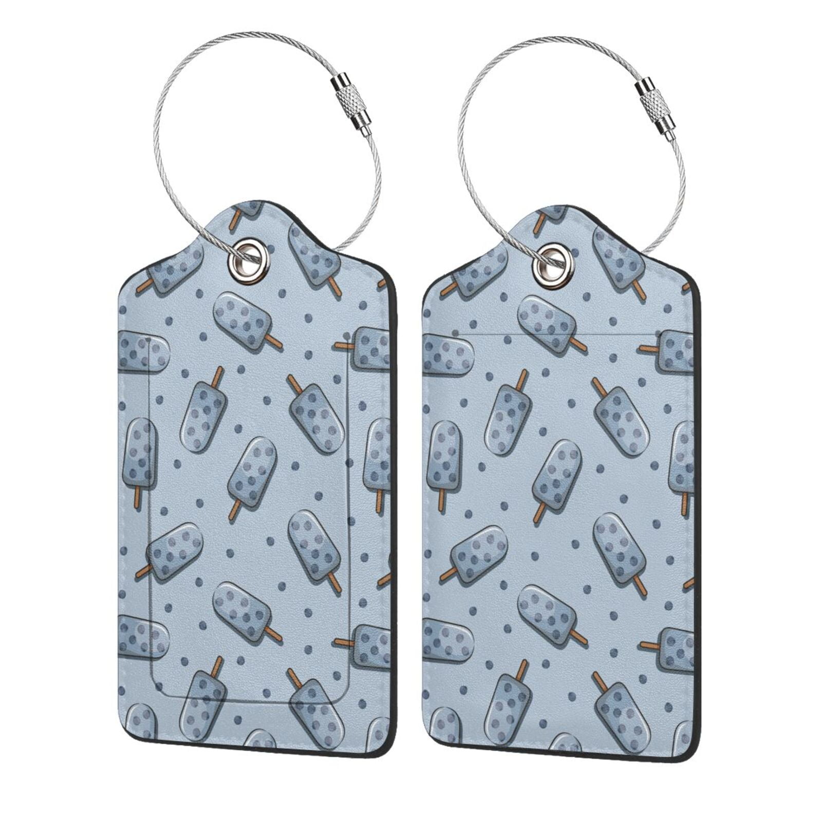 Hirioo Cute Ice Cream Print Leather Luggage Tag with Stainless Steel ...