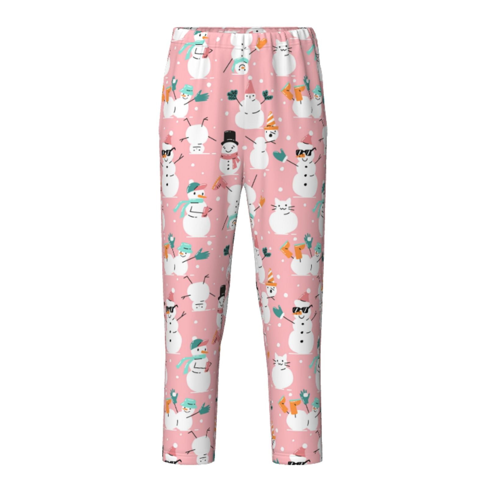 Hirioo Cute Pink Snowman Cat for Teenagers' Pajama Pants Womens Lounge ...