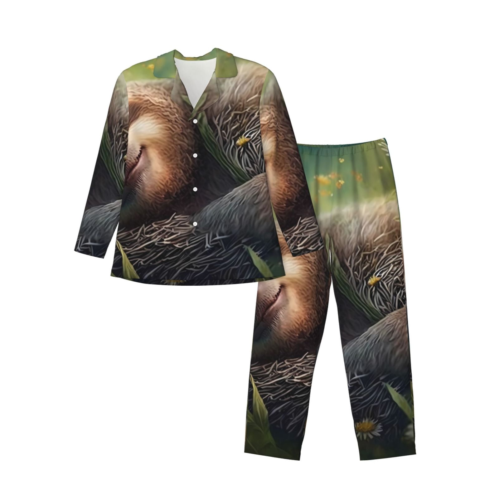 Hirioo Daisy Sleeping Sloth for Men's Pajama Sets 2 Piece Pjs Men's ...
