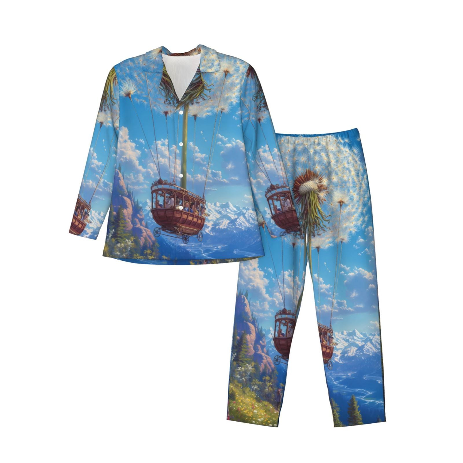 Hirioo Dandelion Hot Air Balloon for Men's Pajama Sets 2 Piece Pjs Men ...