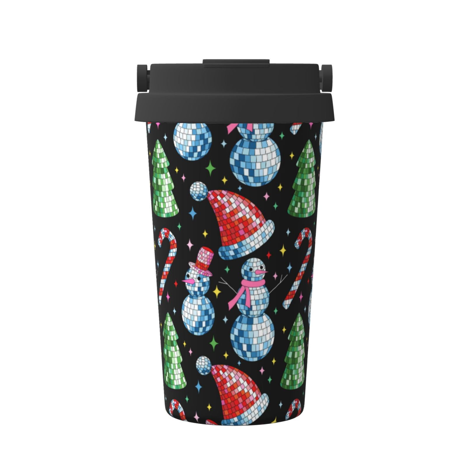 Hirioo Disco Mirror Ball Snowman for Coffee Travel Mug Insulated Coffee ...