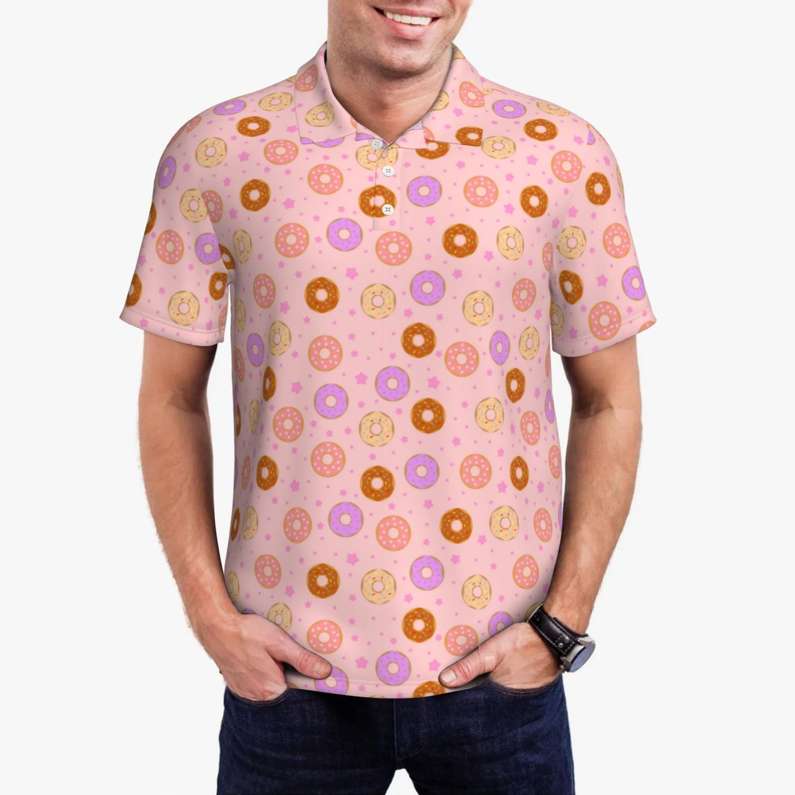 Hirioo Donuts for Men’s Polo Shirts Quick Dry Short Sleeve Golf T Shirt ...