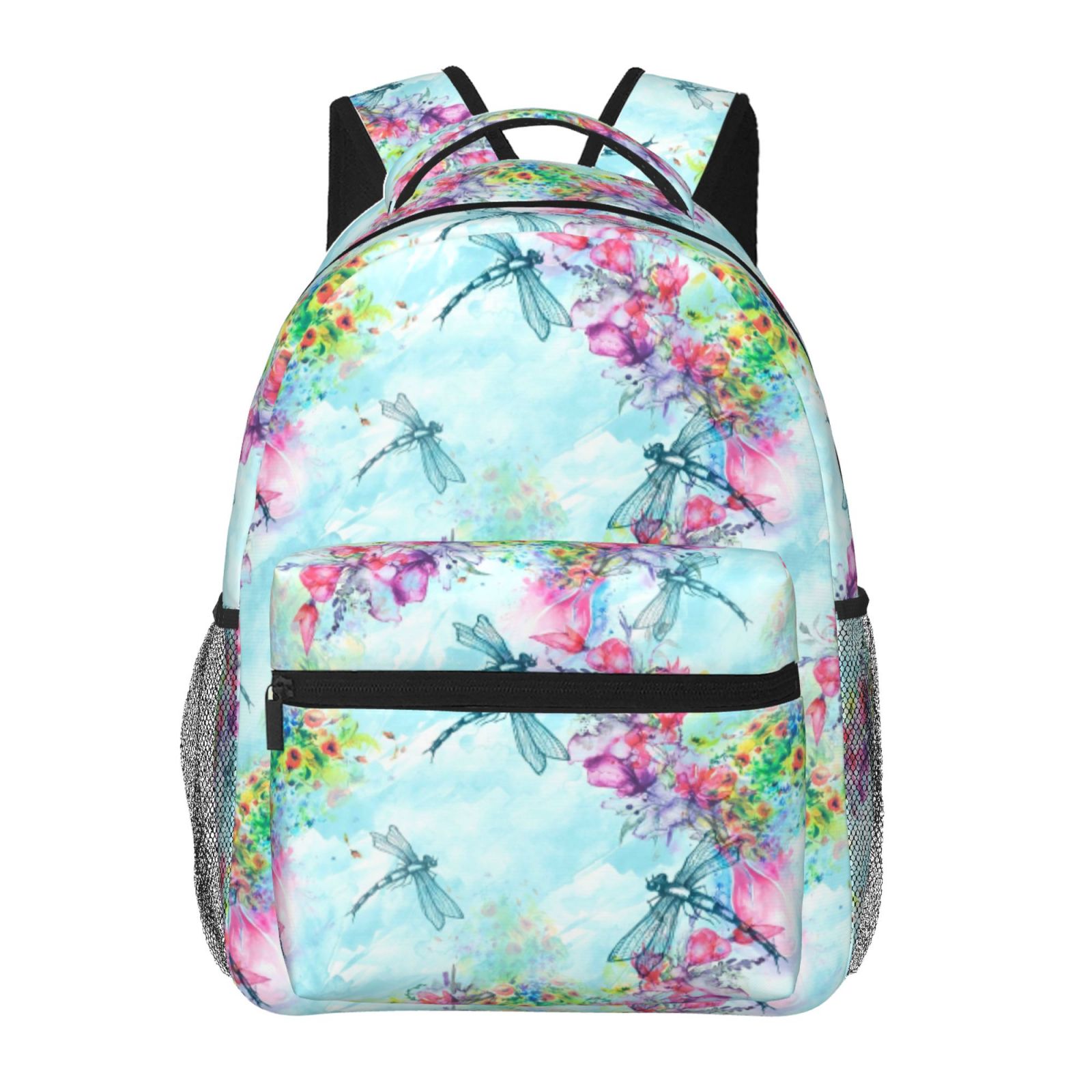 Hirioo Dragonfly Floral Print Laptop Backpack Lightweight Casual Travel ...