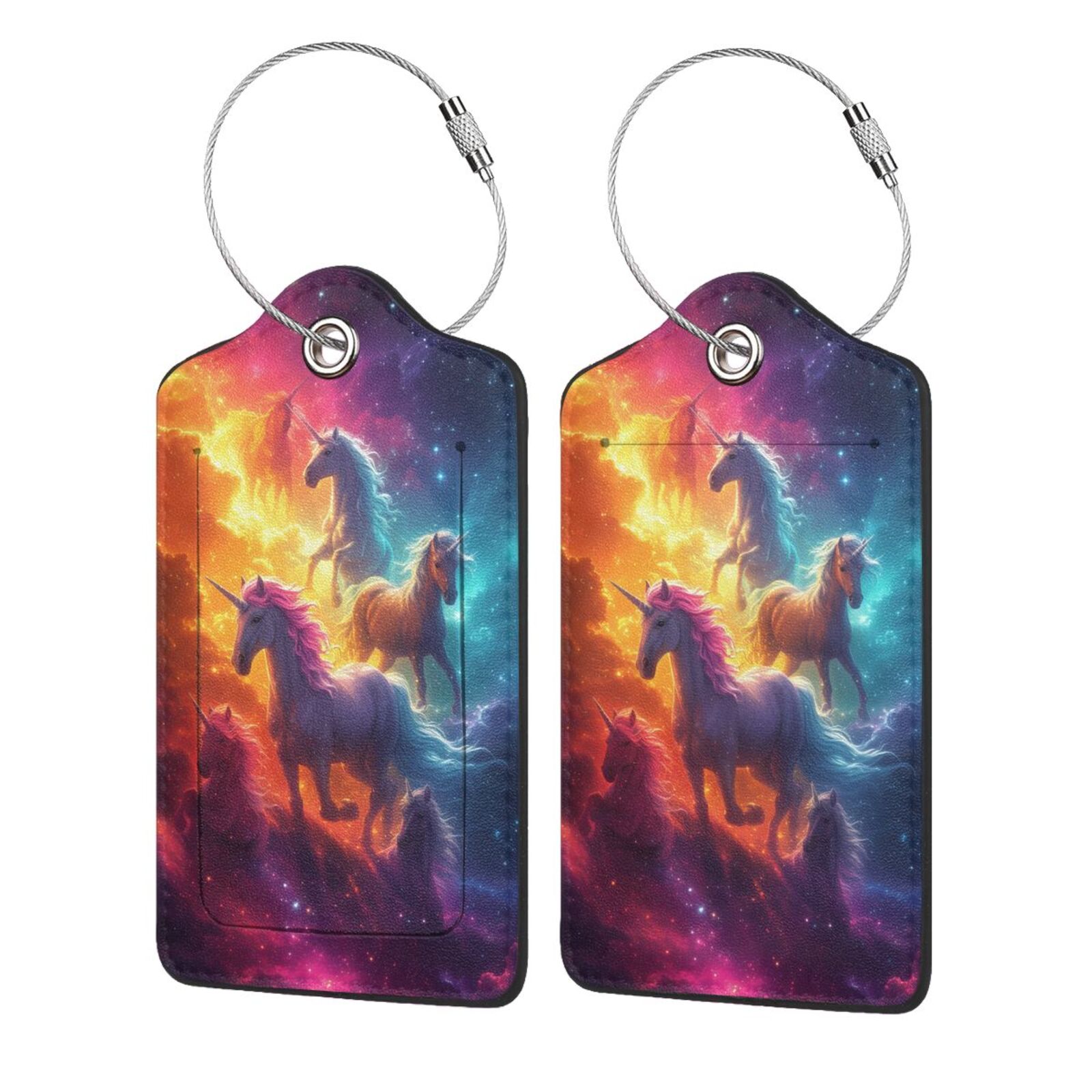Hirioo Dreamy Night Sky White Horse Print Leather Luggage Tag with ...