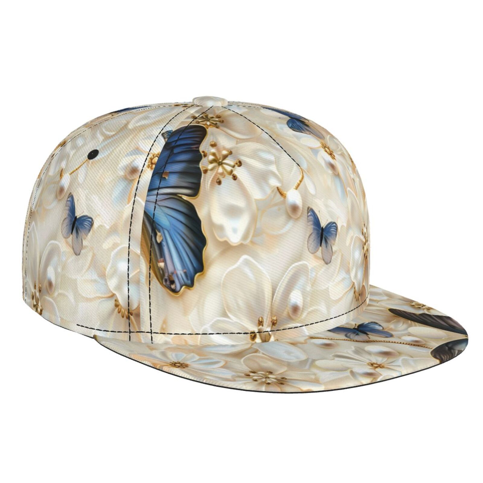 Hirioo Elegant Butterflies And Pearls for Baseball Cap Men Cap Flat ...