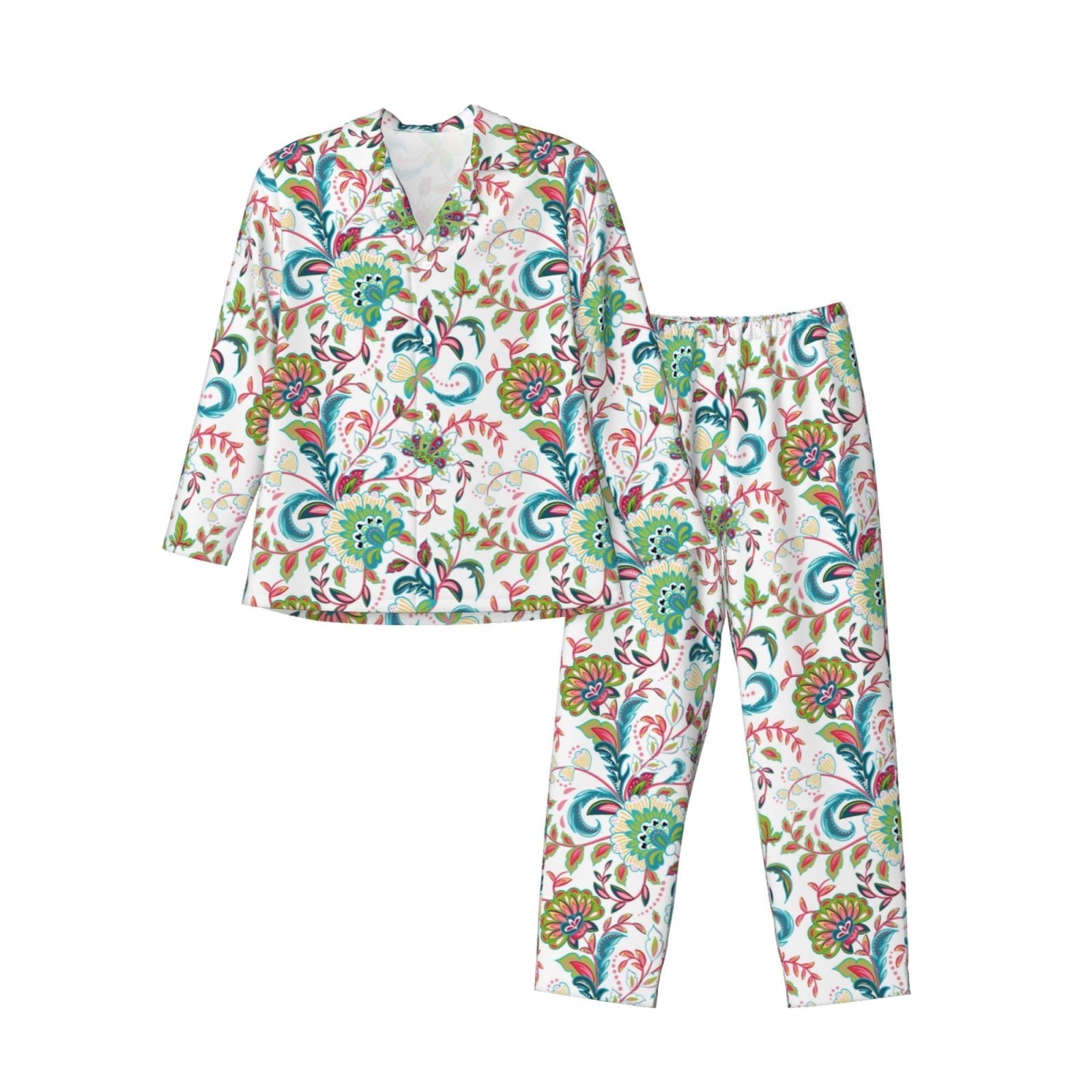 Hirioo Fairy Flower for Men's Pajama Sets 2 Piece Pjs Men's Long-Sleeved Pajama Set Button Down ...
