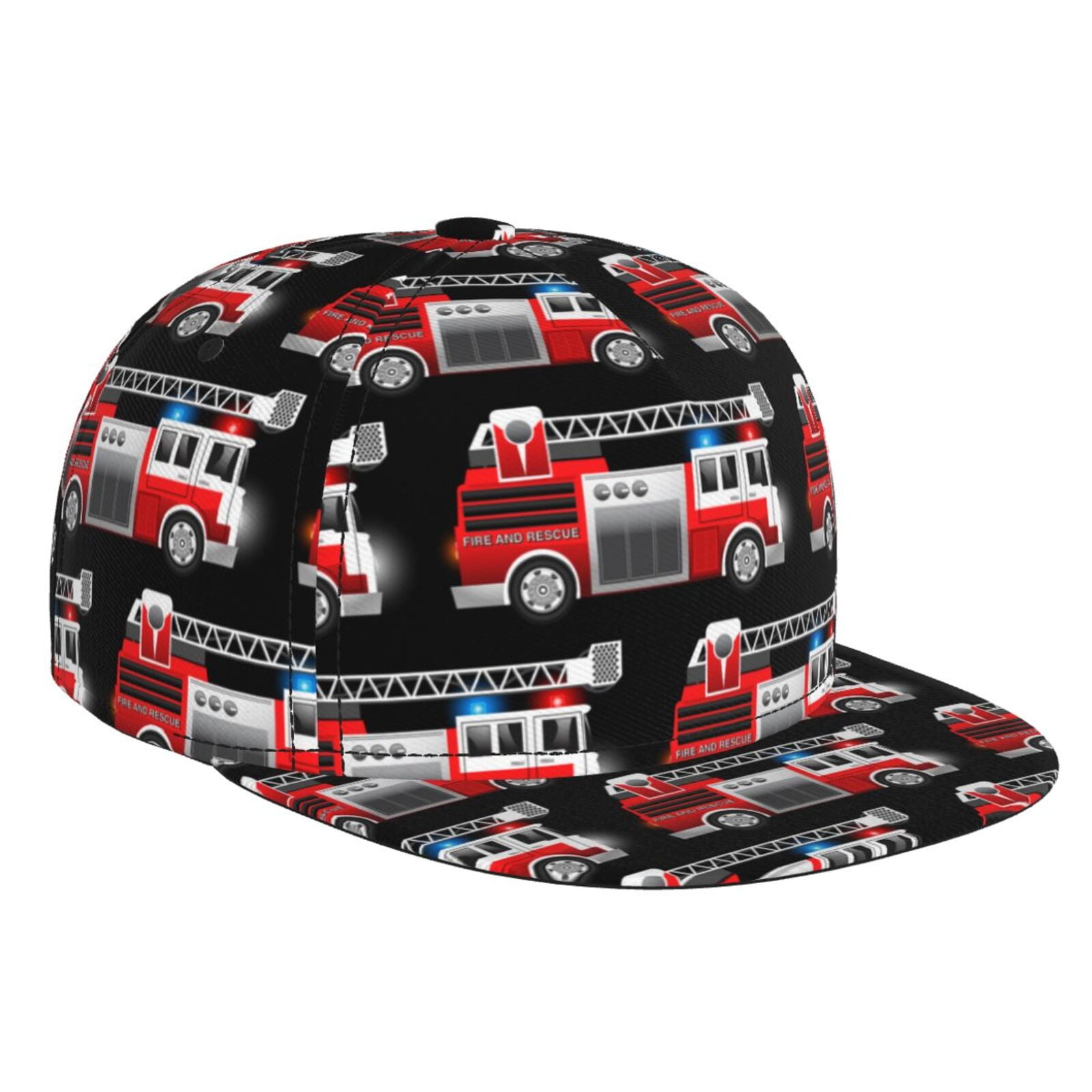 Hirioo Fire and Rescue Truck for Baseball Cap Men Cap Flat Brim for Men Women Teens Adjustable ...