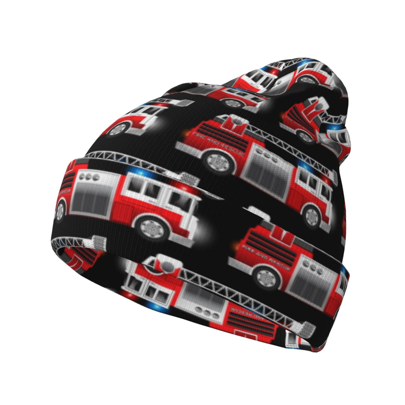 Hirioo Fire and Rescue Truck for Men's Knit Cuffed Beanie for Outdoor ...