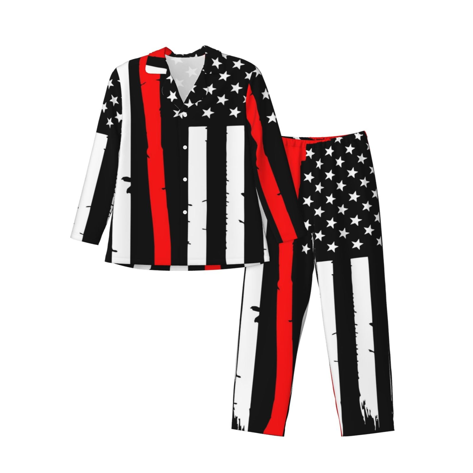 Hirioo Firefighters USA Flag for Men's Pajama Sets 2 Piece Pjs Men's ...