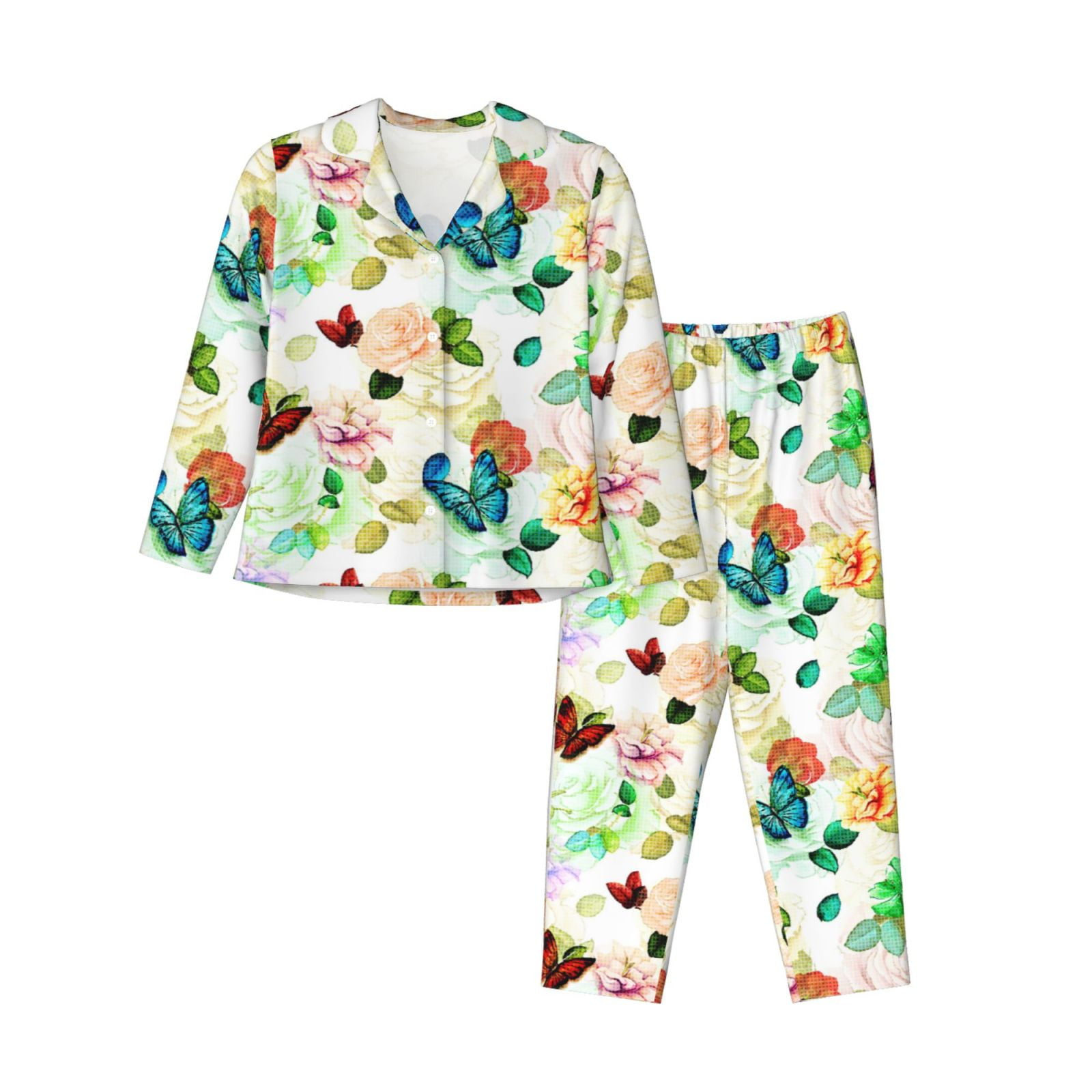 Hirioo Floral Vintage for Women's Pajama Sets 2 Piece Pjs Women's Long ...