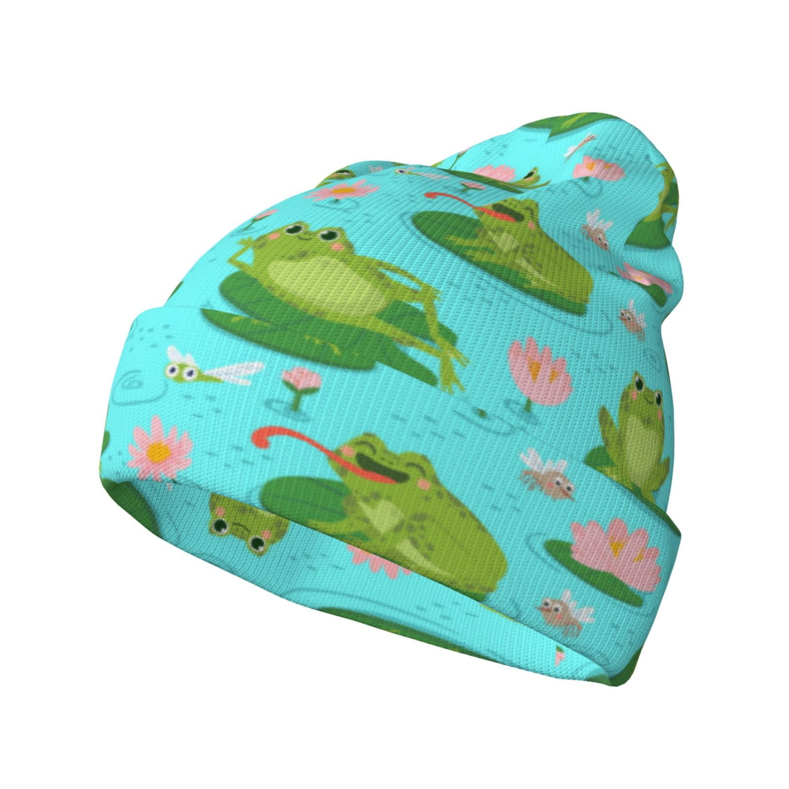 Hirioo Frogs And Aquatic Plants for Men's Knit Cuffed Beanie for ...