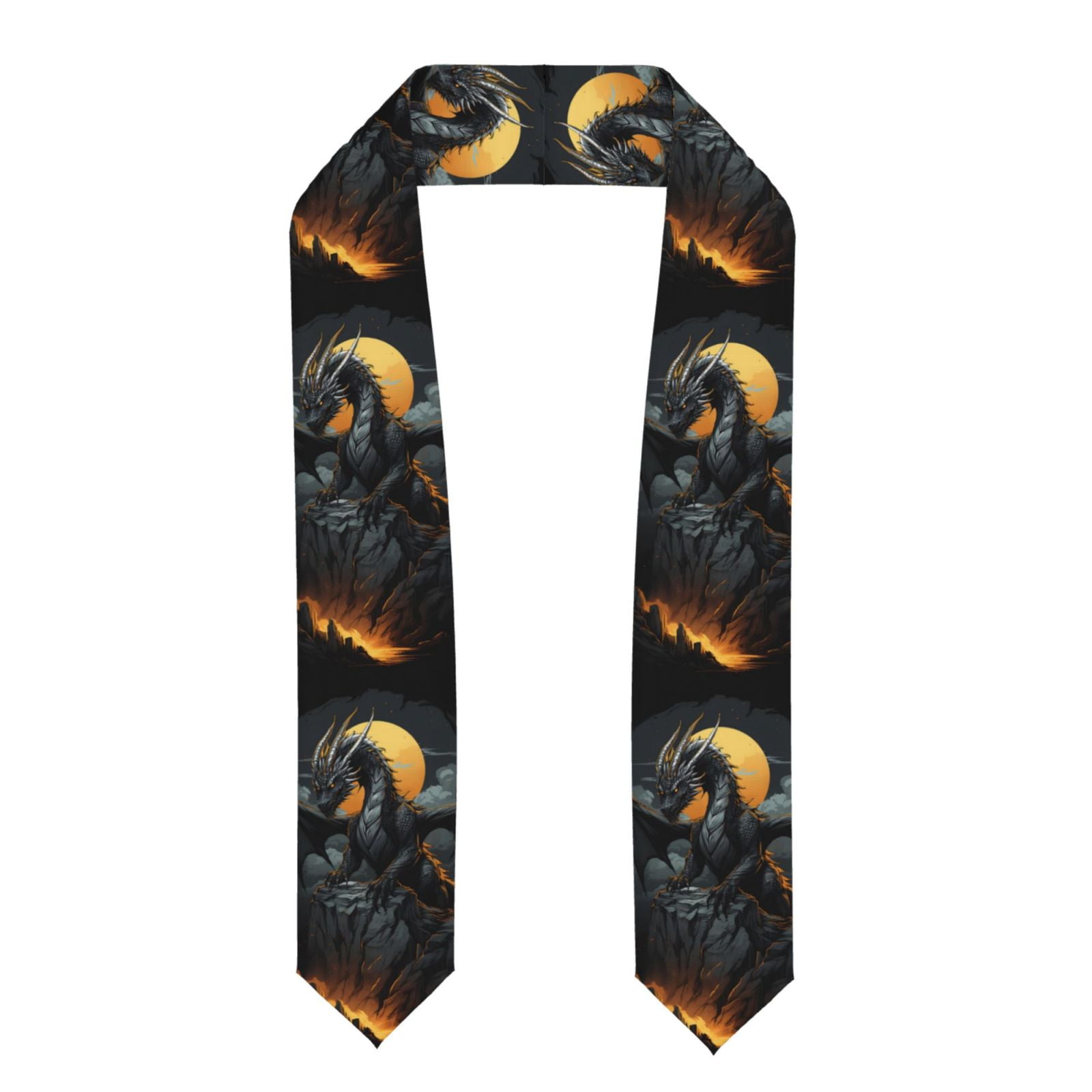 Hirioo Full Moon Black Dragon for 72" Graduation Shawl Stole Unisex ...