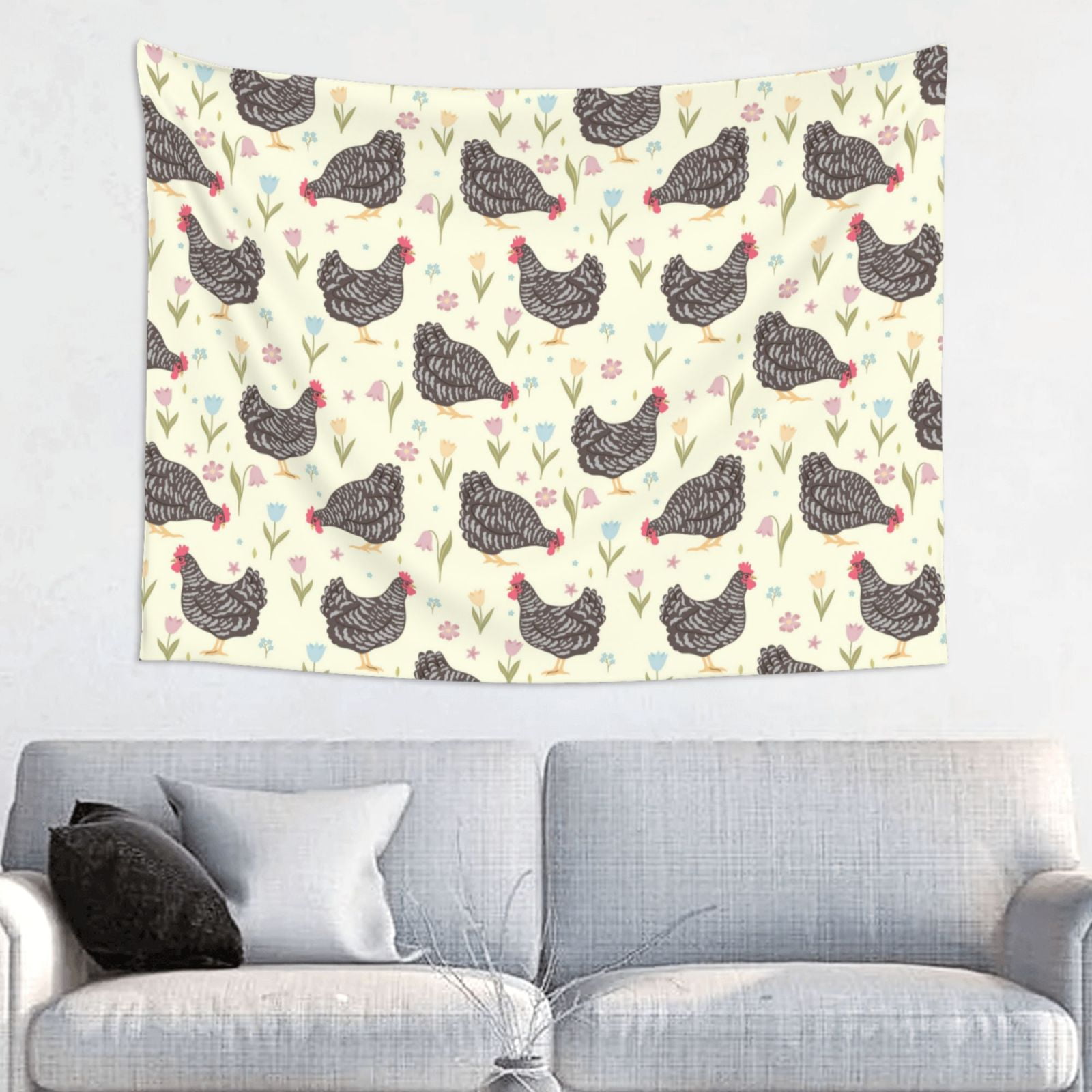 Hirioo Funny Chicken Print Tapestry Lightweight Fabric for Bedroom ...