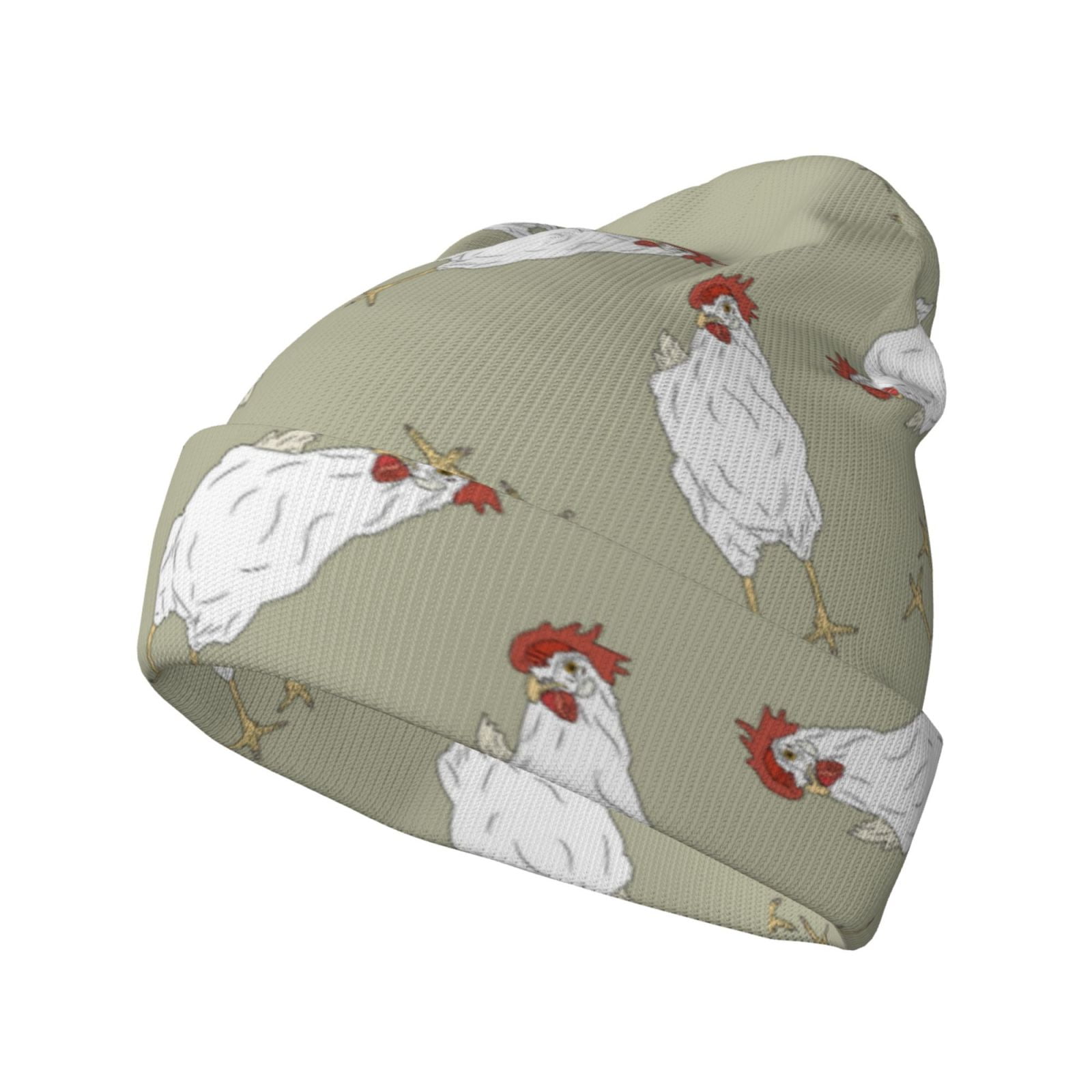 Hirioo Funny Chicken for Men's Knit Cuffed Beanie for Outdoor ...