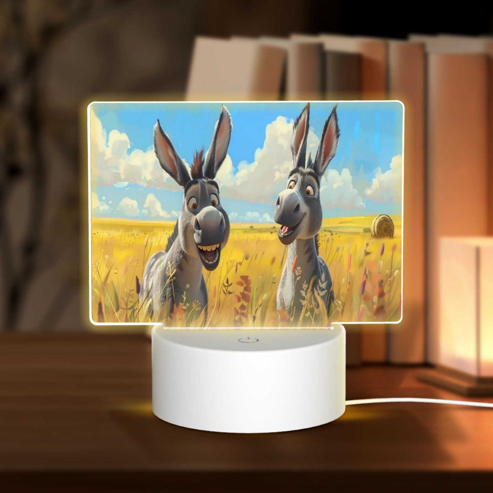 Hirioo Funny Countryside Donkey for Rectangular Acrylic with Night ...