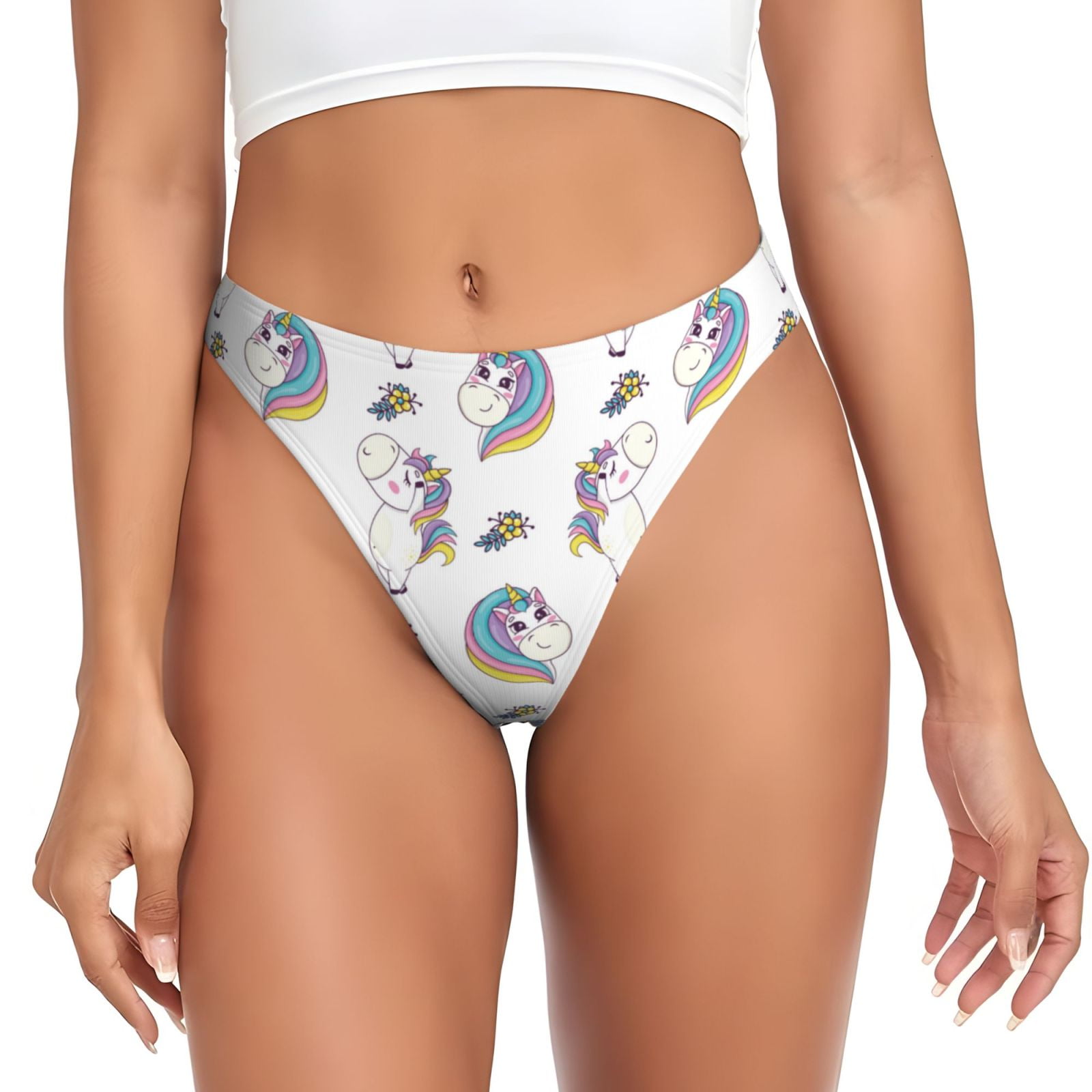 Hirioo Funny Kawaii Unicorns Dancing for G-String Thongs for Women Sexy Seamless Low Rise G ...