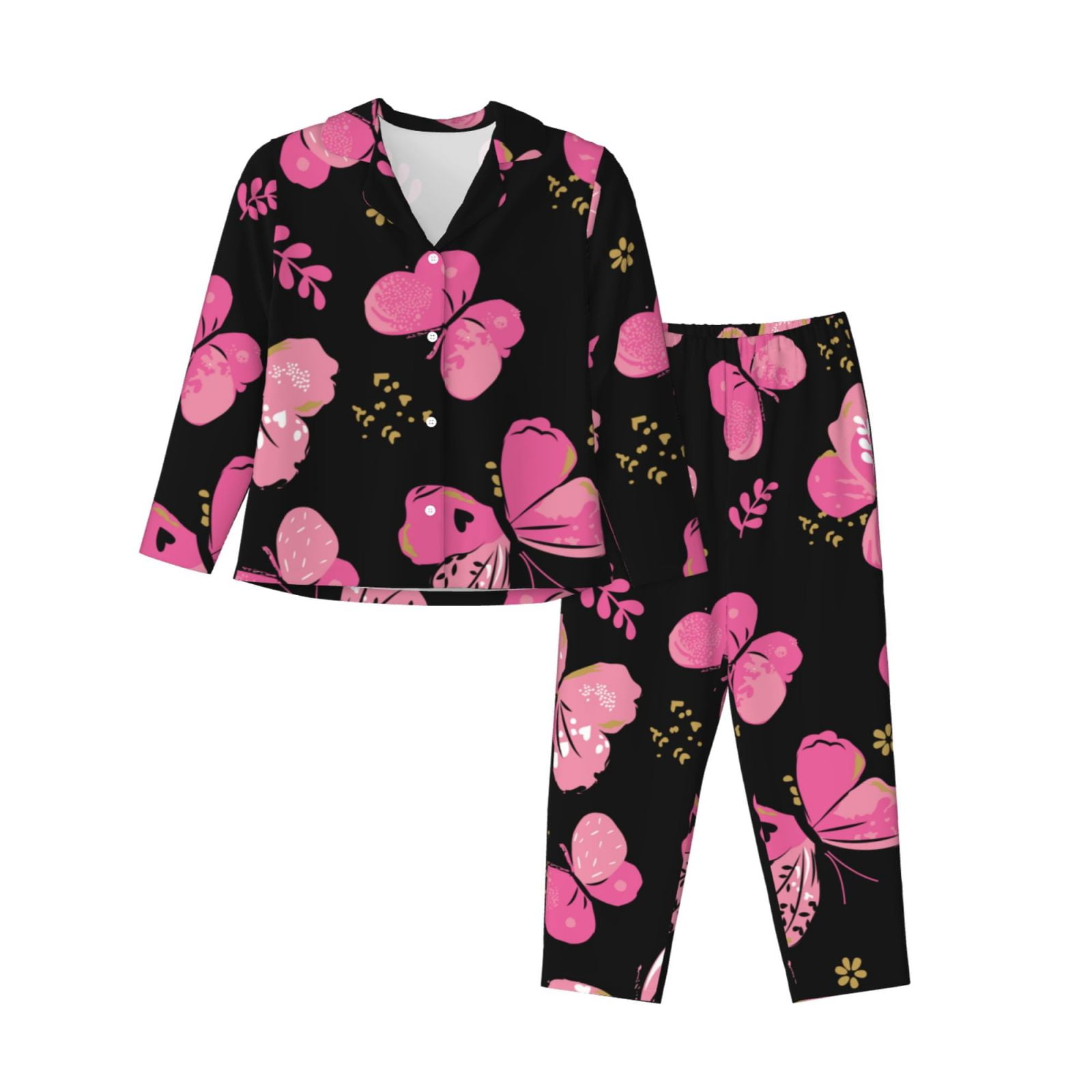 Hirioo Girl Butterfly for Women's Pajama Sets 2 Piece Pjs Women's Long ...