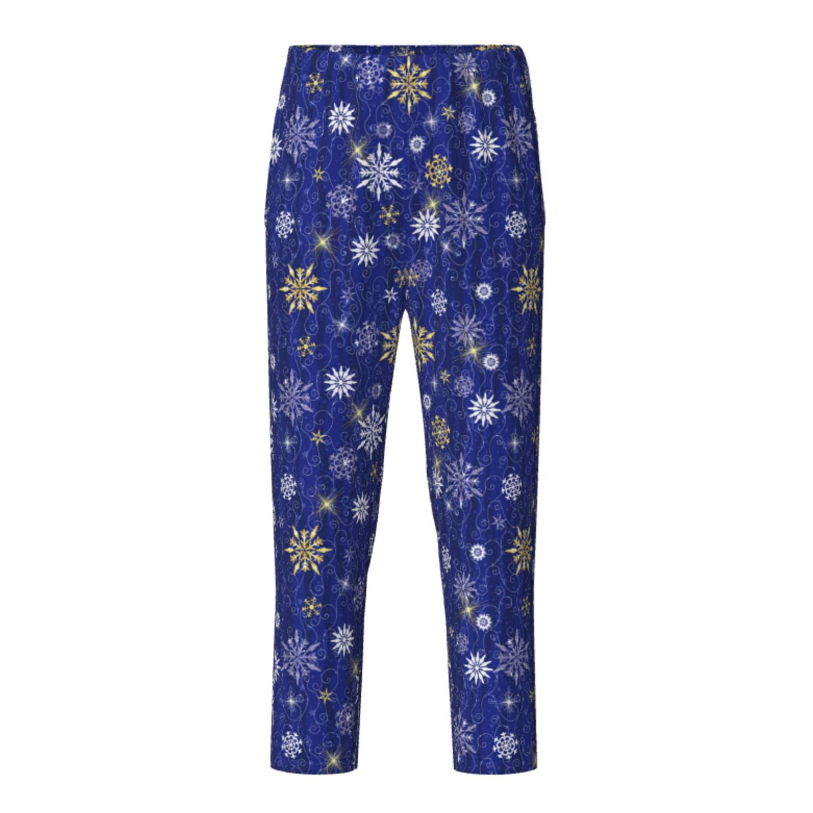 Hirioo Golden Snowflakes Royal Blue for Teenagers' Pajama Pants Womens ...