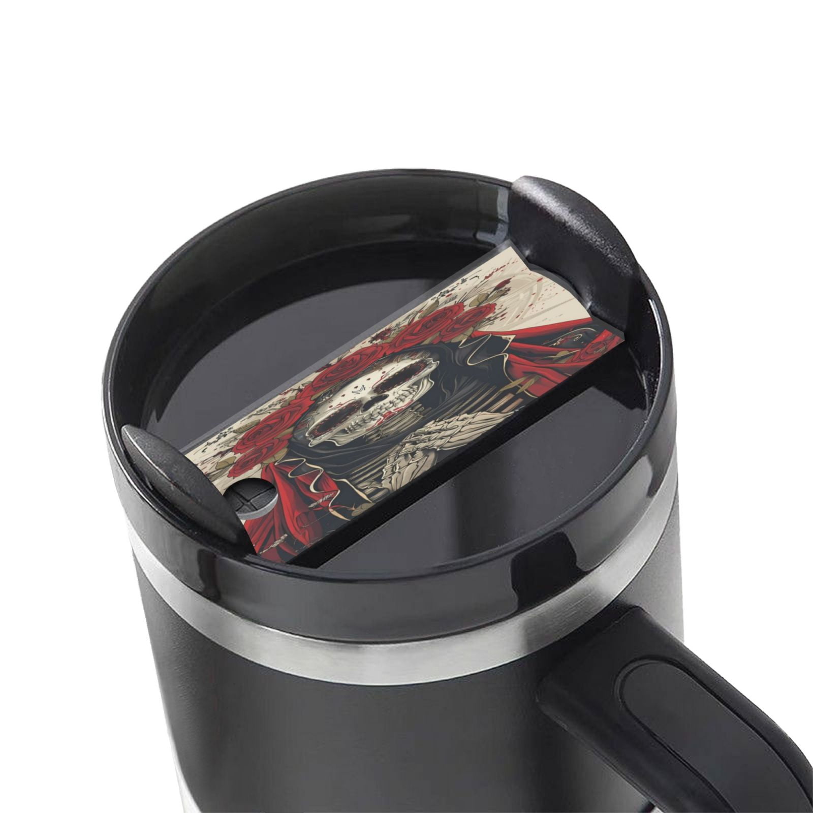 Hirioo Gothic Skull With Roses for Stanley Cup Lid Nameplate ...