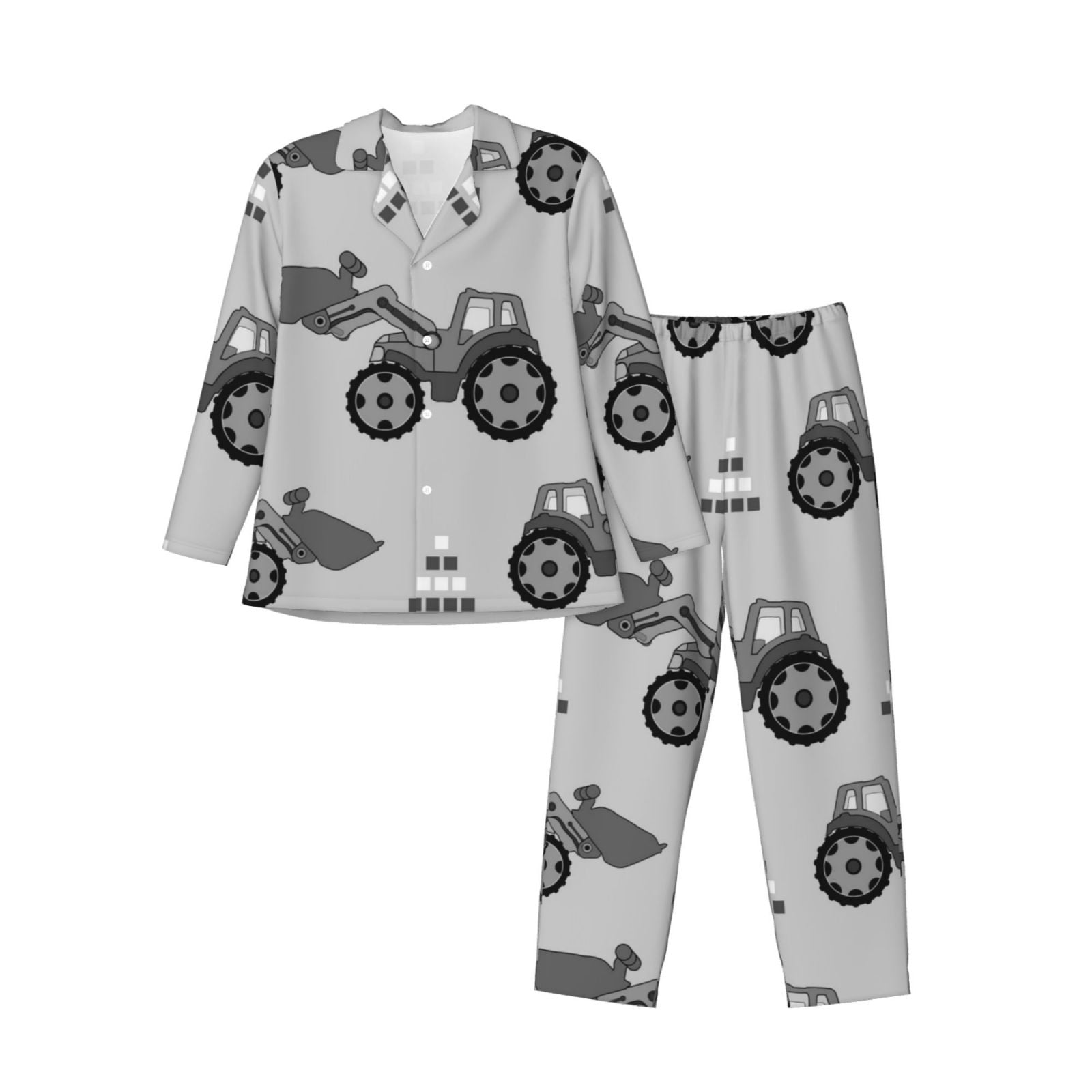 Hirioo Gray Tractor for Men's Pajama Sets 2 Piece Pjs Men's Long ...