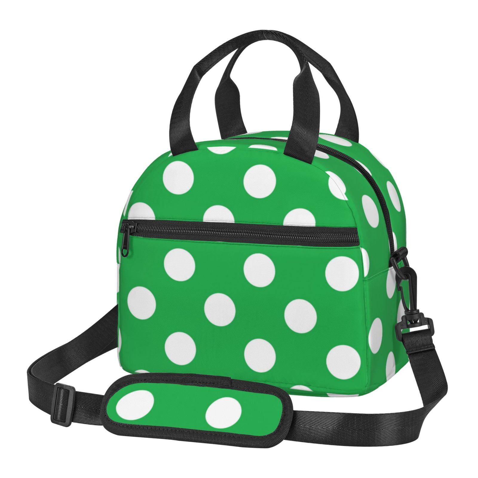 Hirioo Green And White Polka Dot for Crossbody Lunch Box for Women Men ...