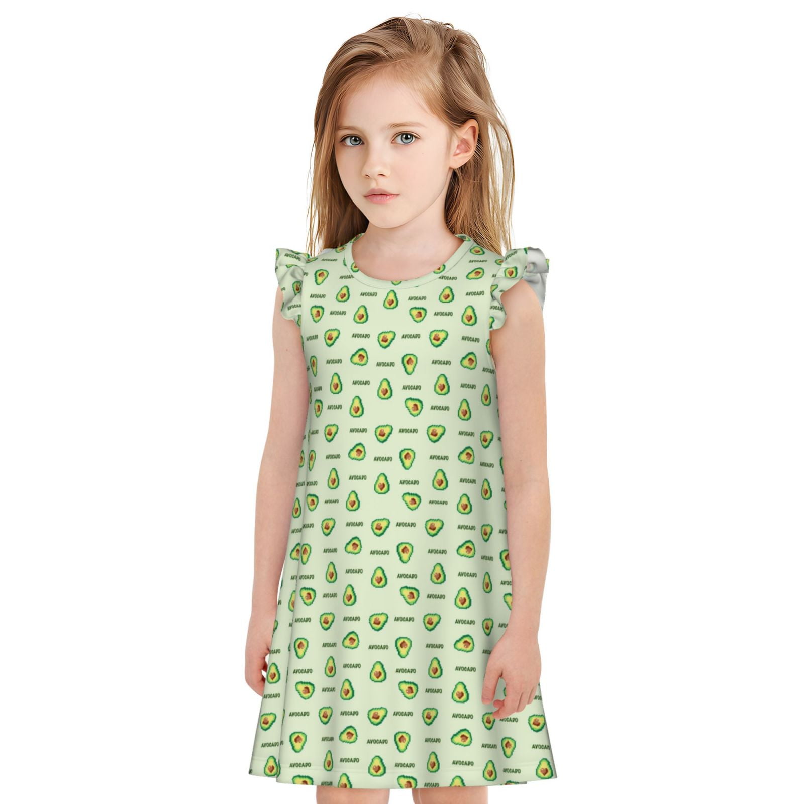 Hirioo Green Avocado for Girl Nightgown Pajamas Dress Sleepwear for ...