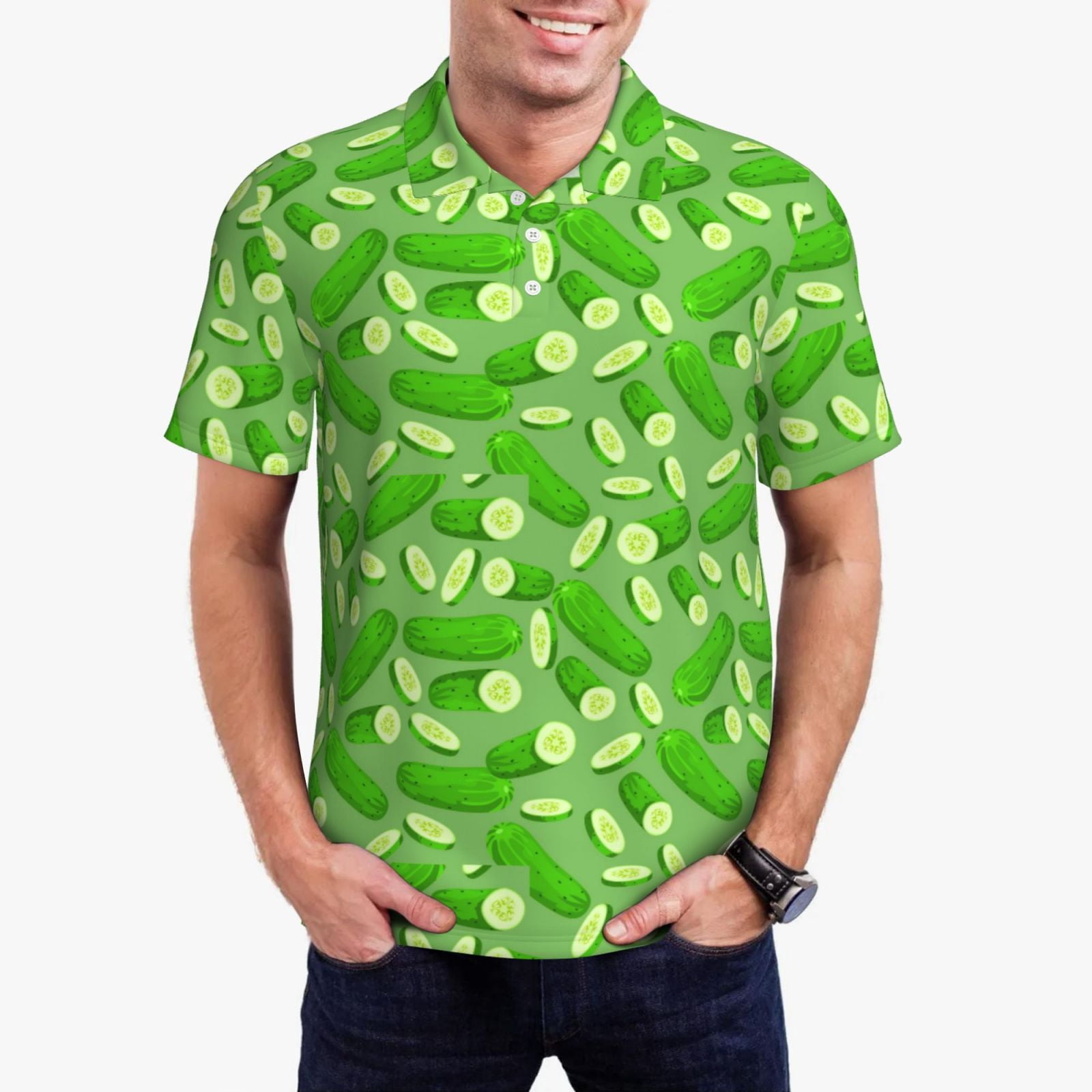 Hirioo Green Cucumber for Men’s Polo Shirts Quick Dry Short Sleeve Golf ...