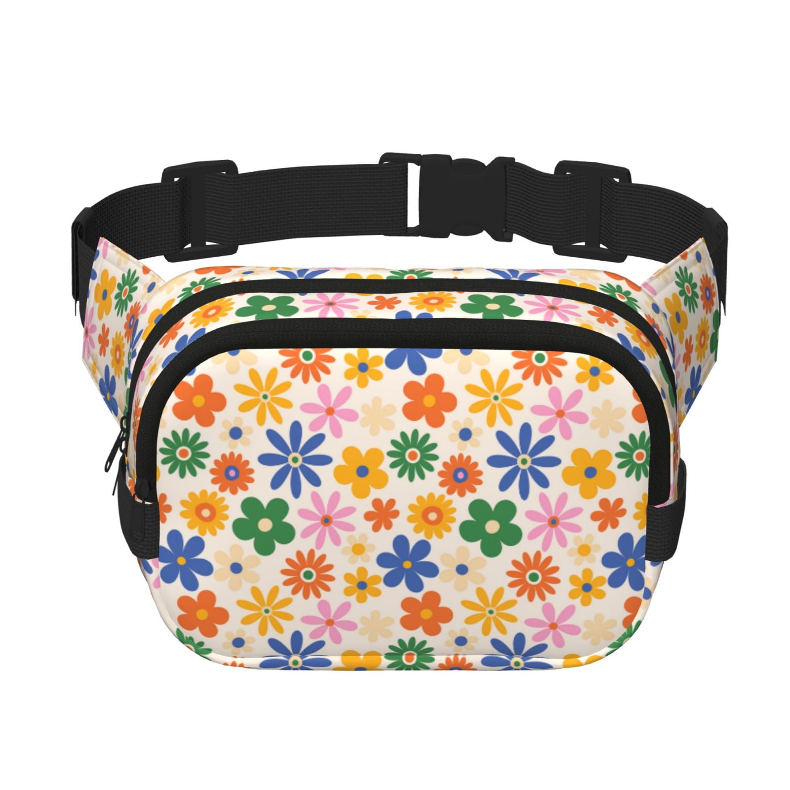 Hirioo Groovy Daisy Flowers for Double Layer Waist Bag Adjustable Fanny ...