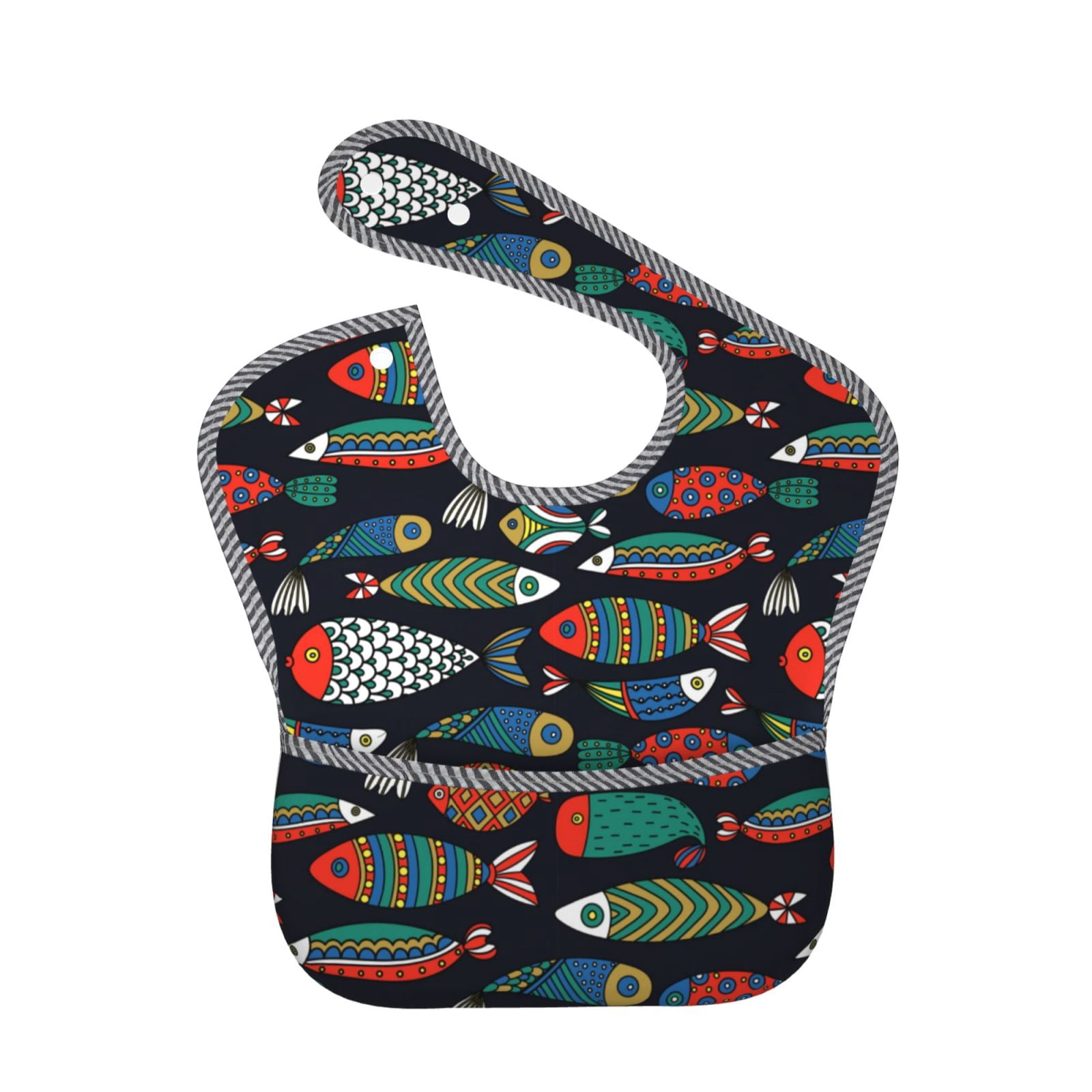 Hirioo Hand Drawn Colorful Fishes for Baby Waterproof Pocket Bib ...