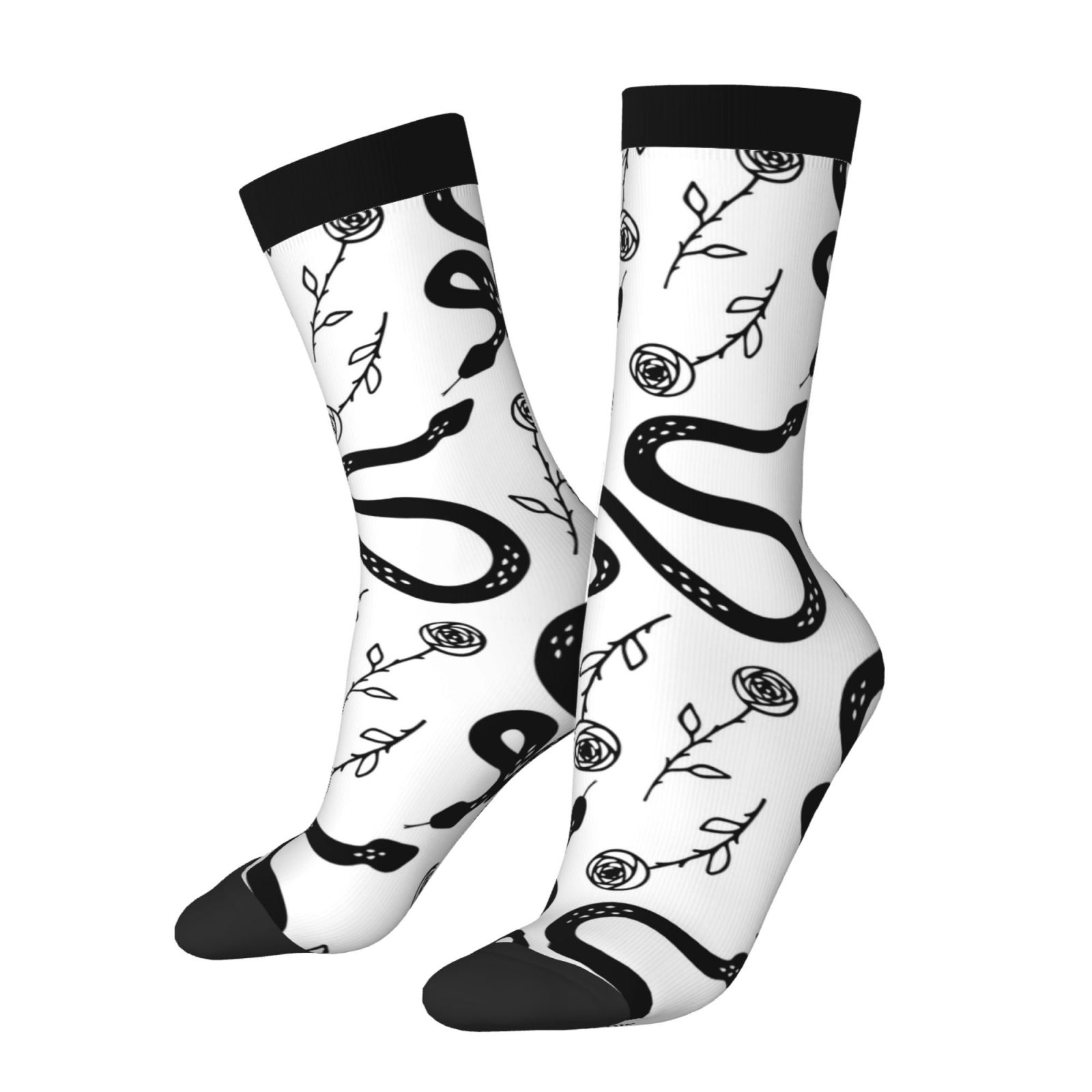 Hirioo Hand Drawn Snake Pattern Adult Middle Tube Socks Breathable Sock ...