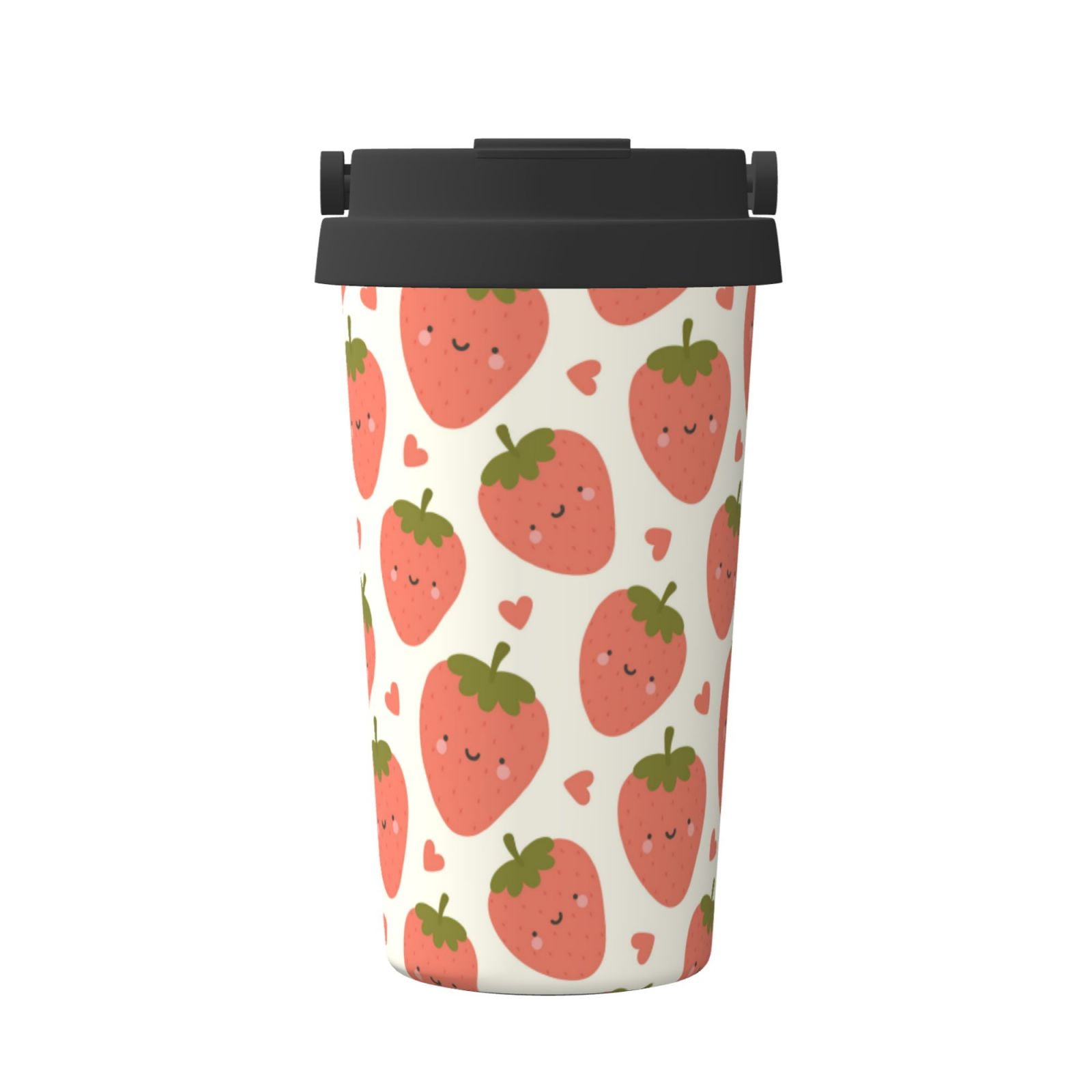Hirioo Hand Drawn Strawberry for Coffee Travel Mug Insulated Coffee Mug ...