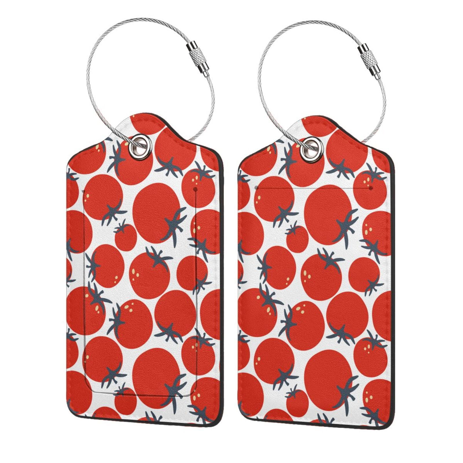 Hirioo Hand Drawn Tomatoes Print Leather Luggage Tag with Stainless ...