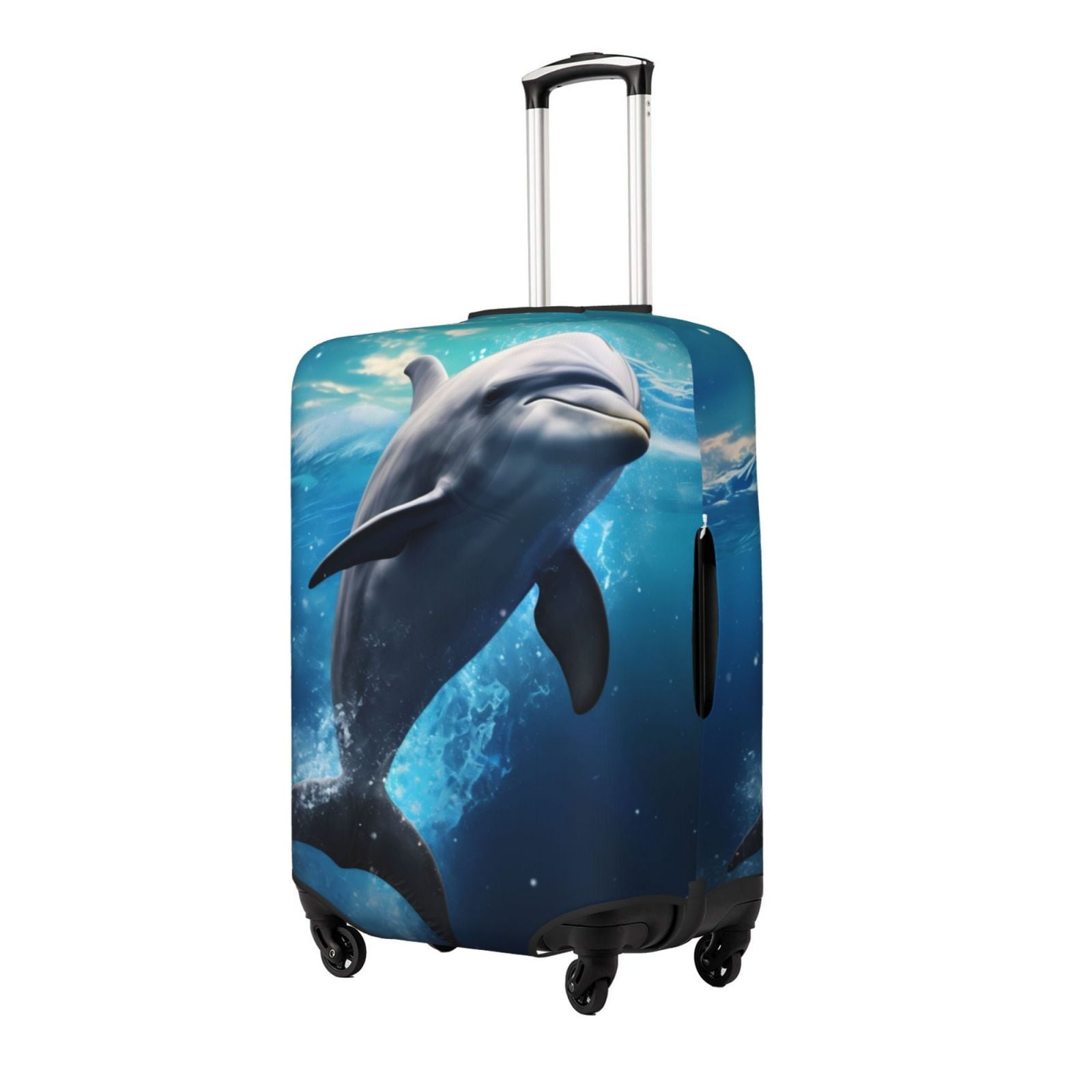 Hirioo Ice Blue Ocean Cute Dolphin for Elasticity Suitcase Cover (No ...
