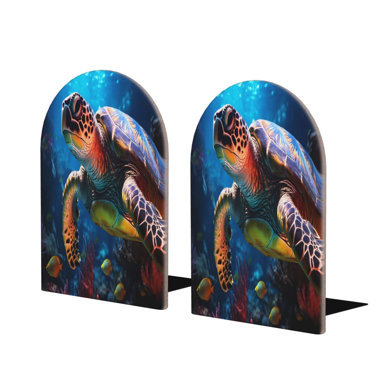 Hirioo Ice Blue Ocean Sea Turtle for Bookends Decorative Bookends for ...