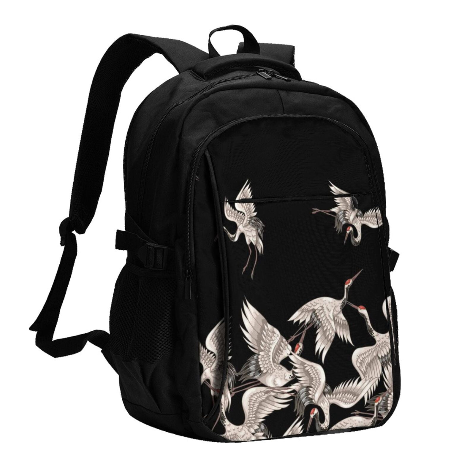 Hirioo Japanese White Crane for Travel Laptop Backpack with USB ...