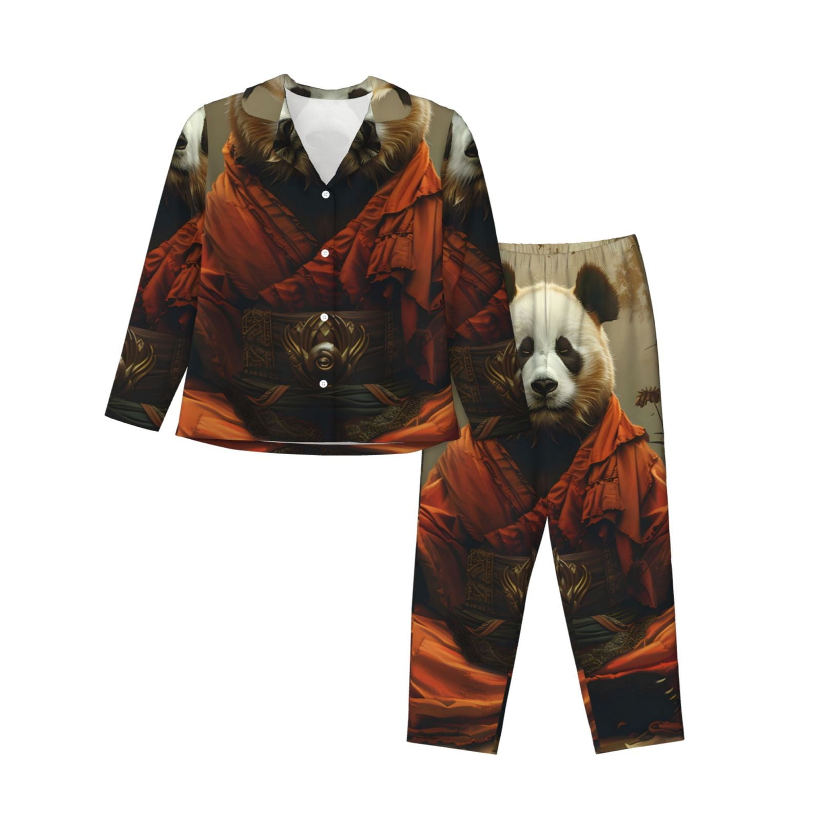 Hirioo Jungle Meditating Panda for Women's Pajama Sets 2 Piece Pjs ...