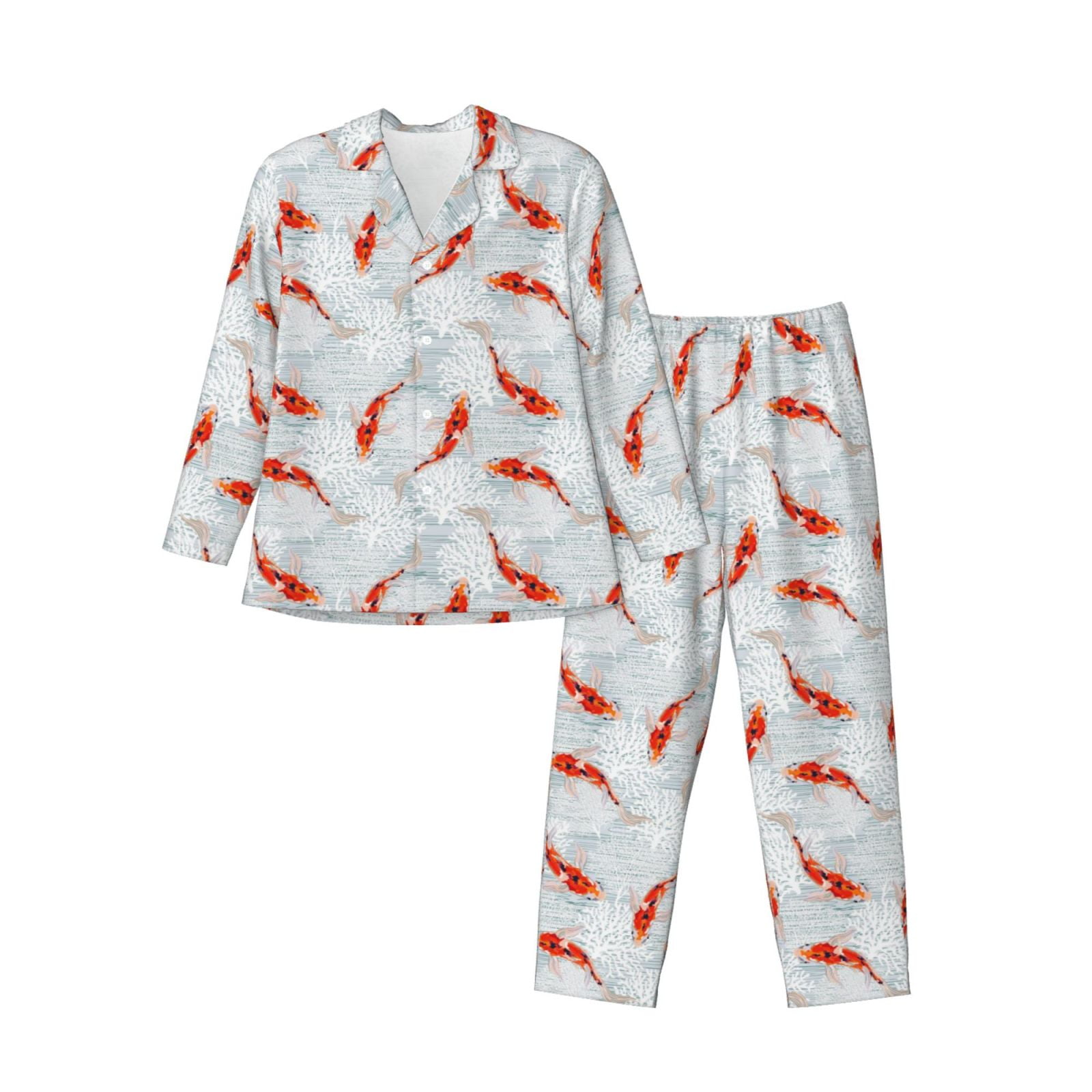 Hirioo Koi Fish Corals,Spring Summer for Men's Pajama Sets 2 Piece Pjs ...