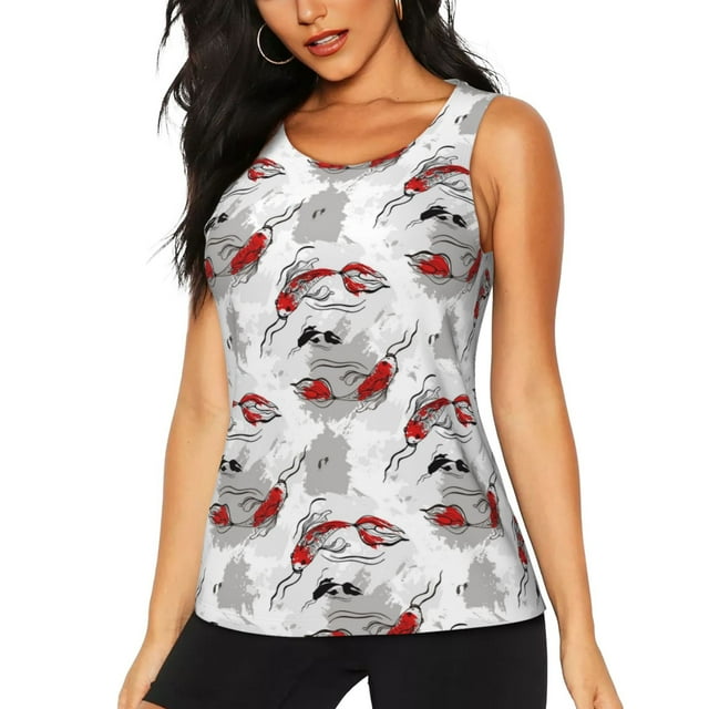 Hirioo Koi Fish for Women's Workout Tank Top Sleeveless Workout Tops ...